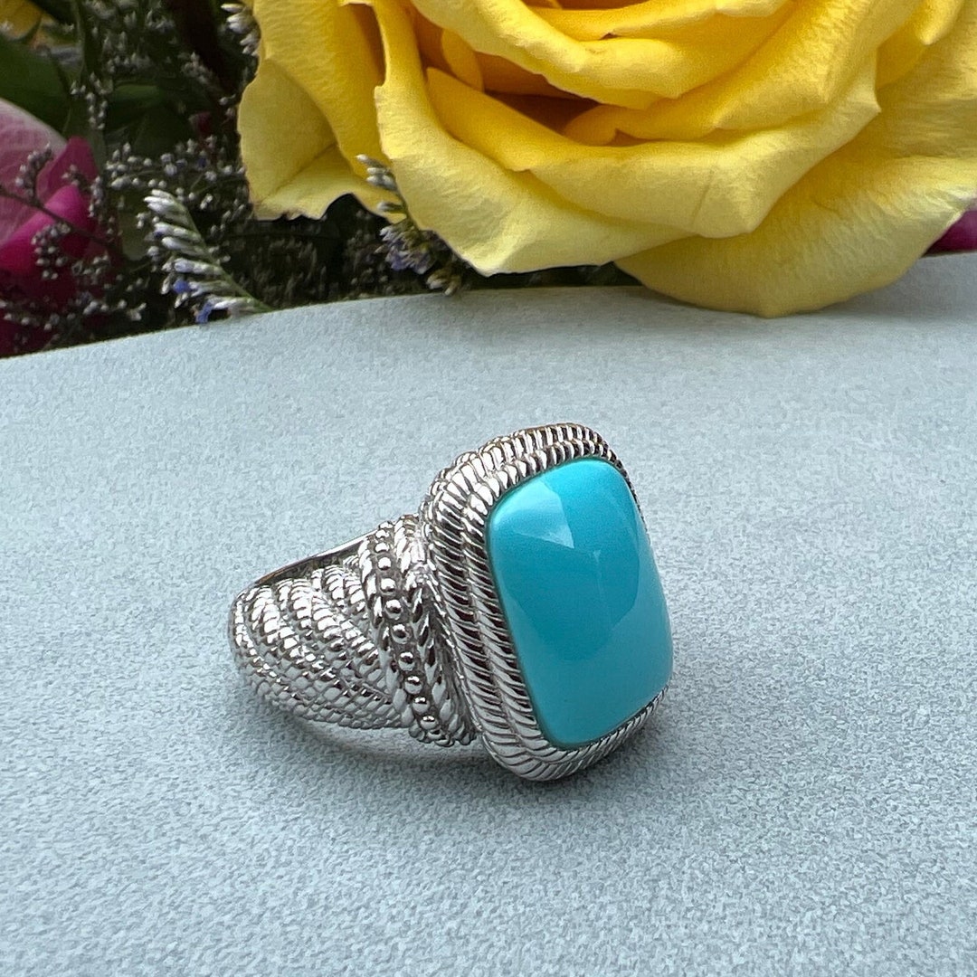 Judith Ripka Faux Turquoise Cable Cocktail Sterling Silver Ring - Etsy