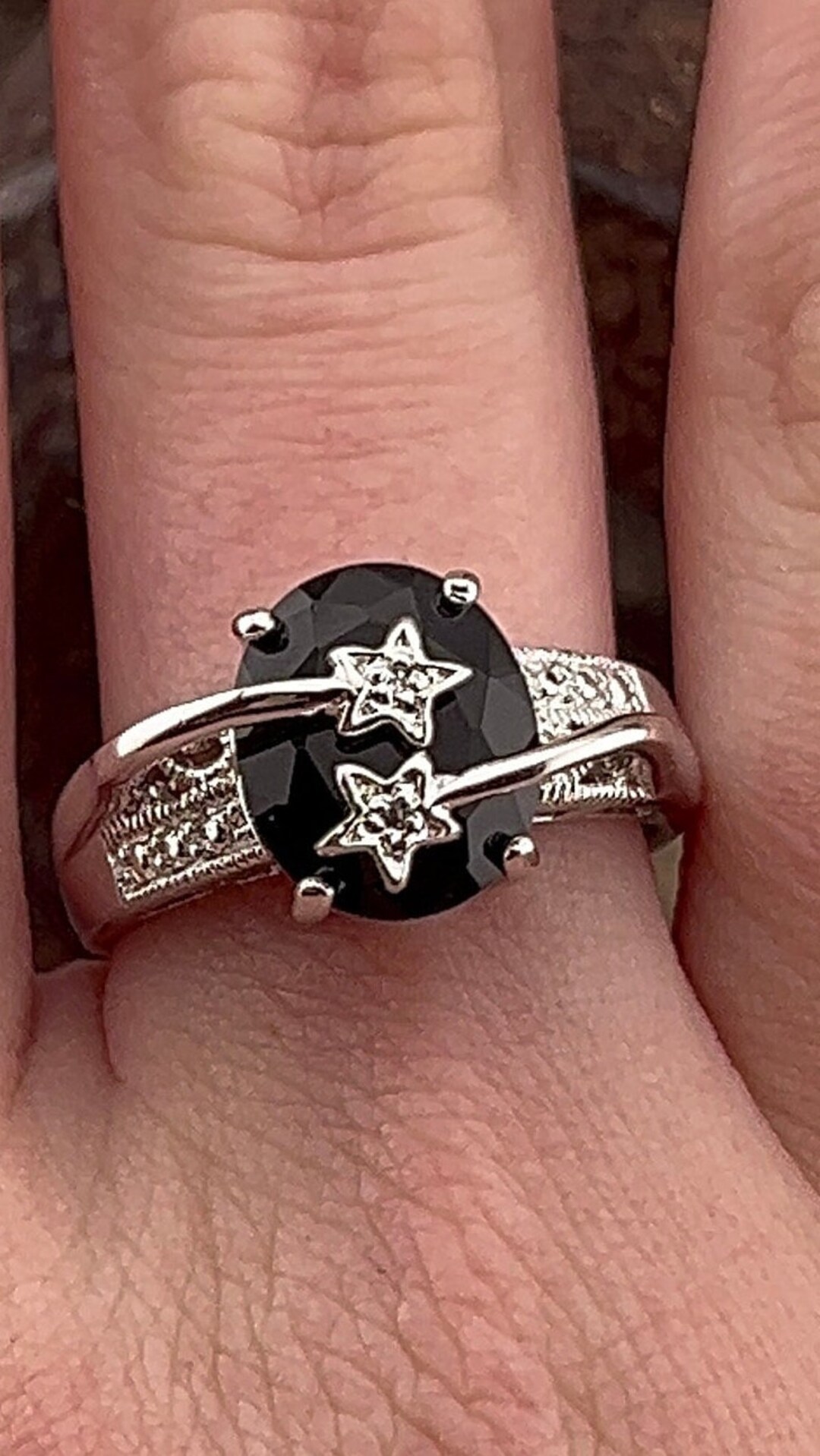 Vintage Estate Sterling Silver stamped 925 Onyx and Star Ring - Etsy