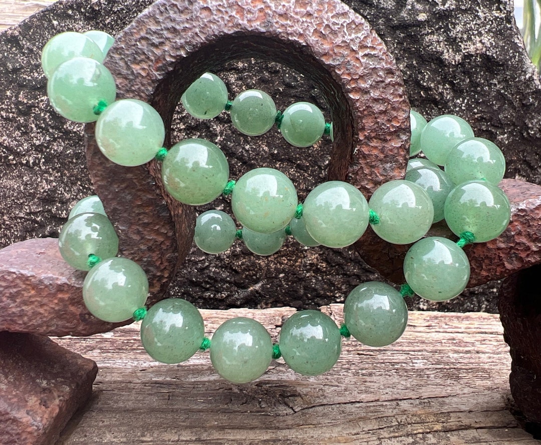 Vintage Smooth Genuine Brilliant Jade Bead Necklace 18.5 - Etsy