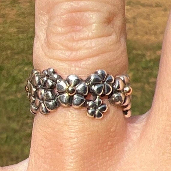 Authentic Pandora Flower 925 Sterling Silver Accented… - Gem