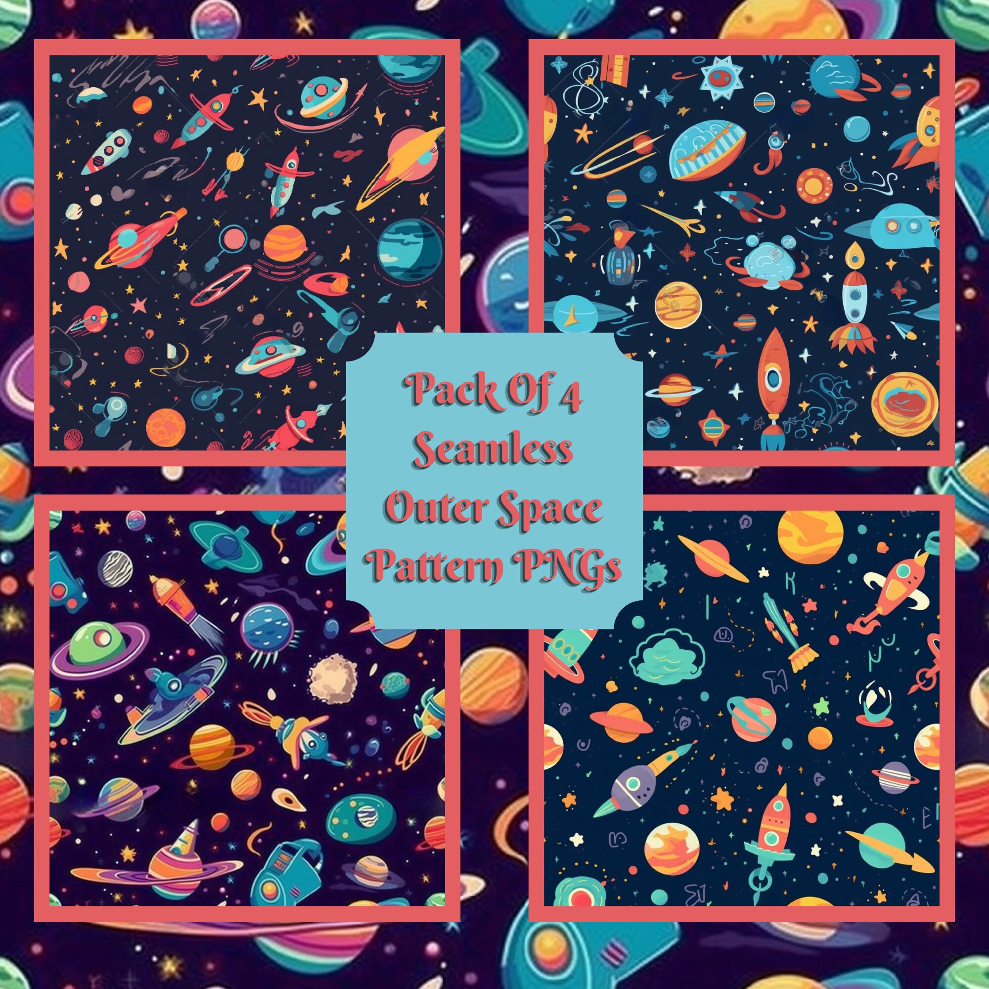 4 Original Digital Outer Space Seamless Pattern PNG Files - Etsy