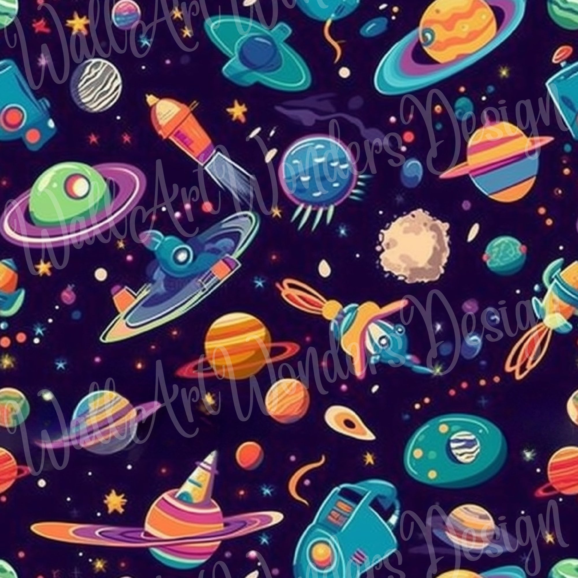 4 Original Digital Outer Space Seamless Pattern PNG Files Outer Space ...
