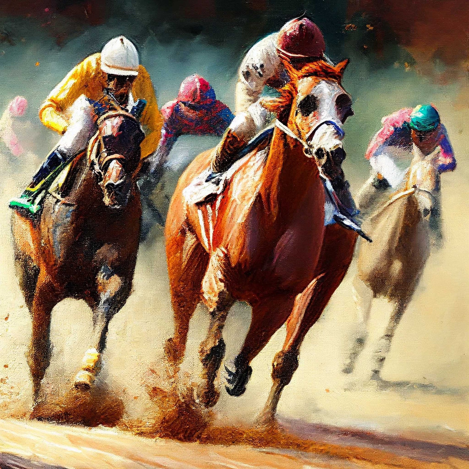 Racing Horses Oil Painting - Etsy
