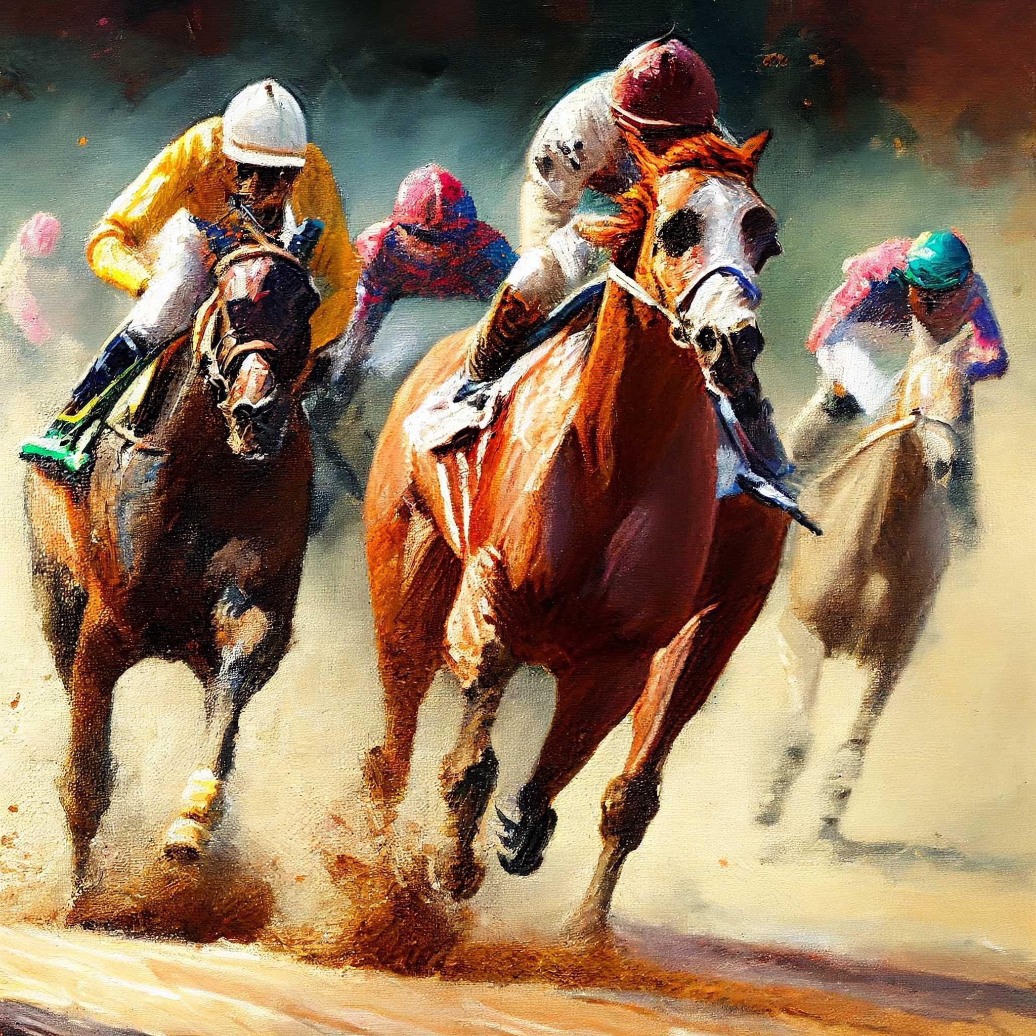 Racing Horses Oil Painting - Etsy