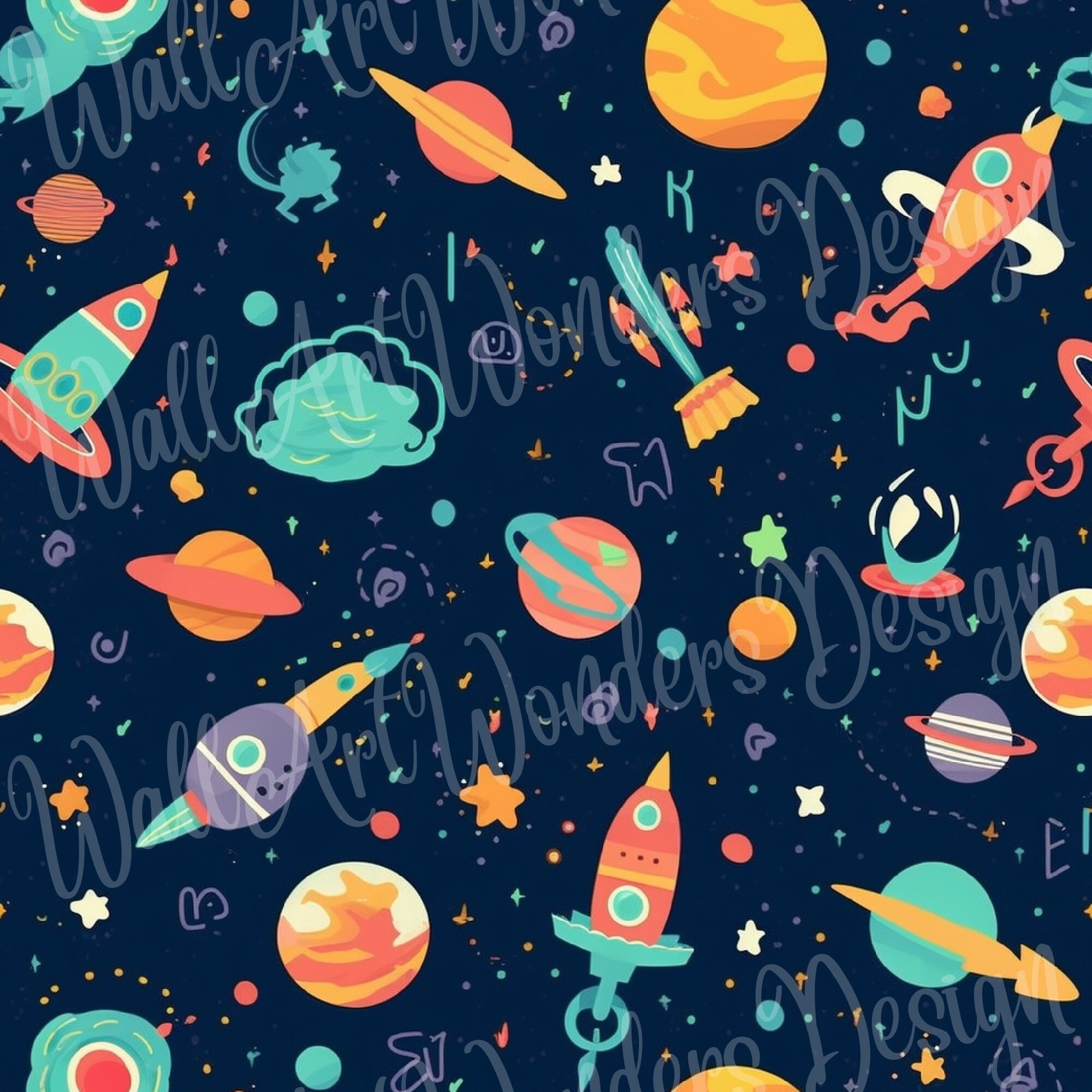 4 Original Digital Outer Space Seamless Pattern PNG Files Outer Space ...