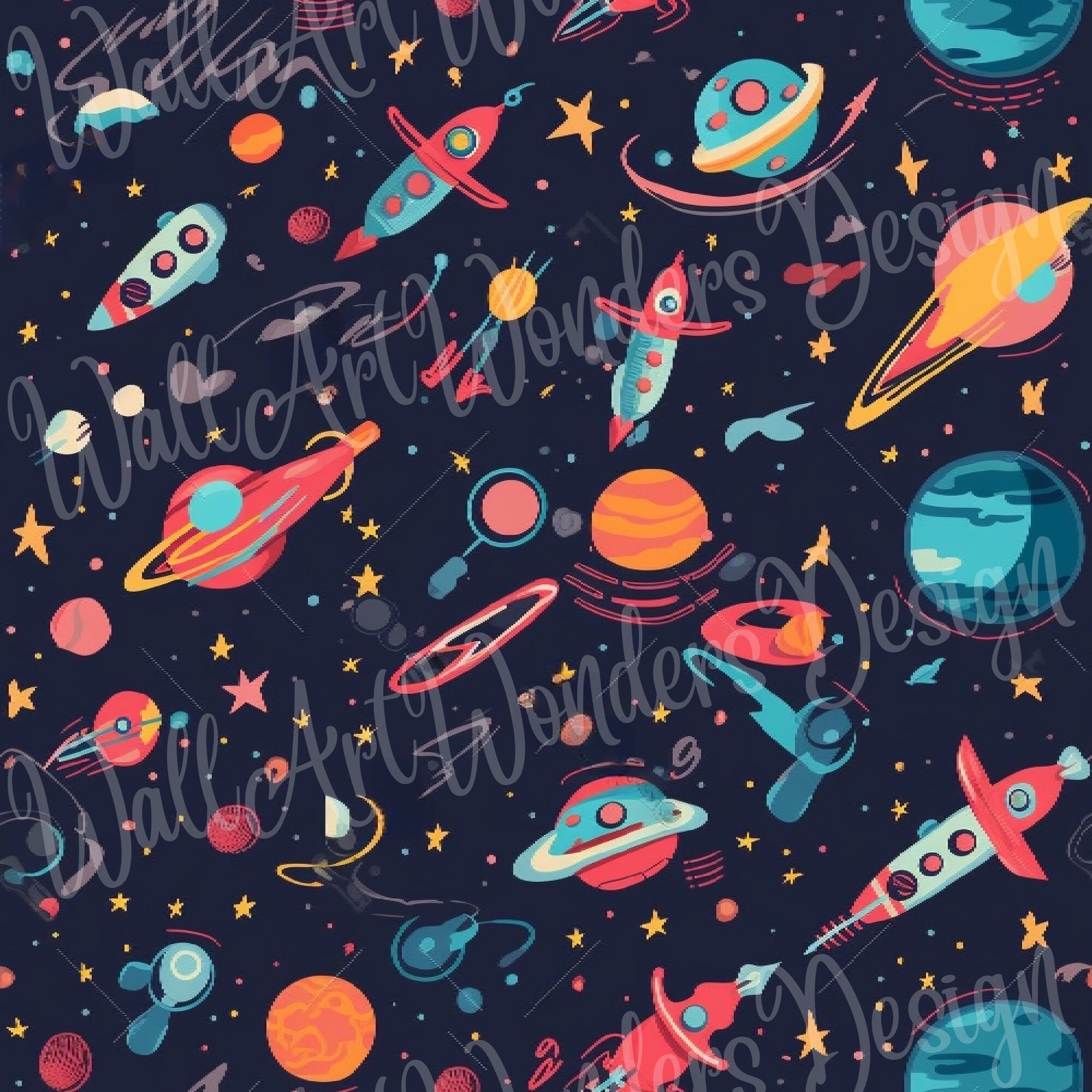 4 Original Digital Outer Space Seamless Pattern PNG Files Outer Space ...