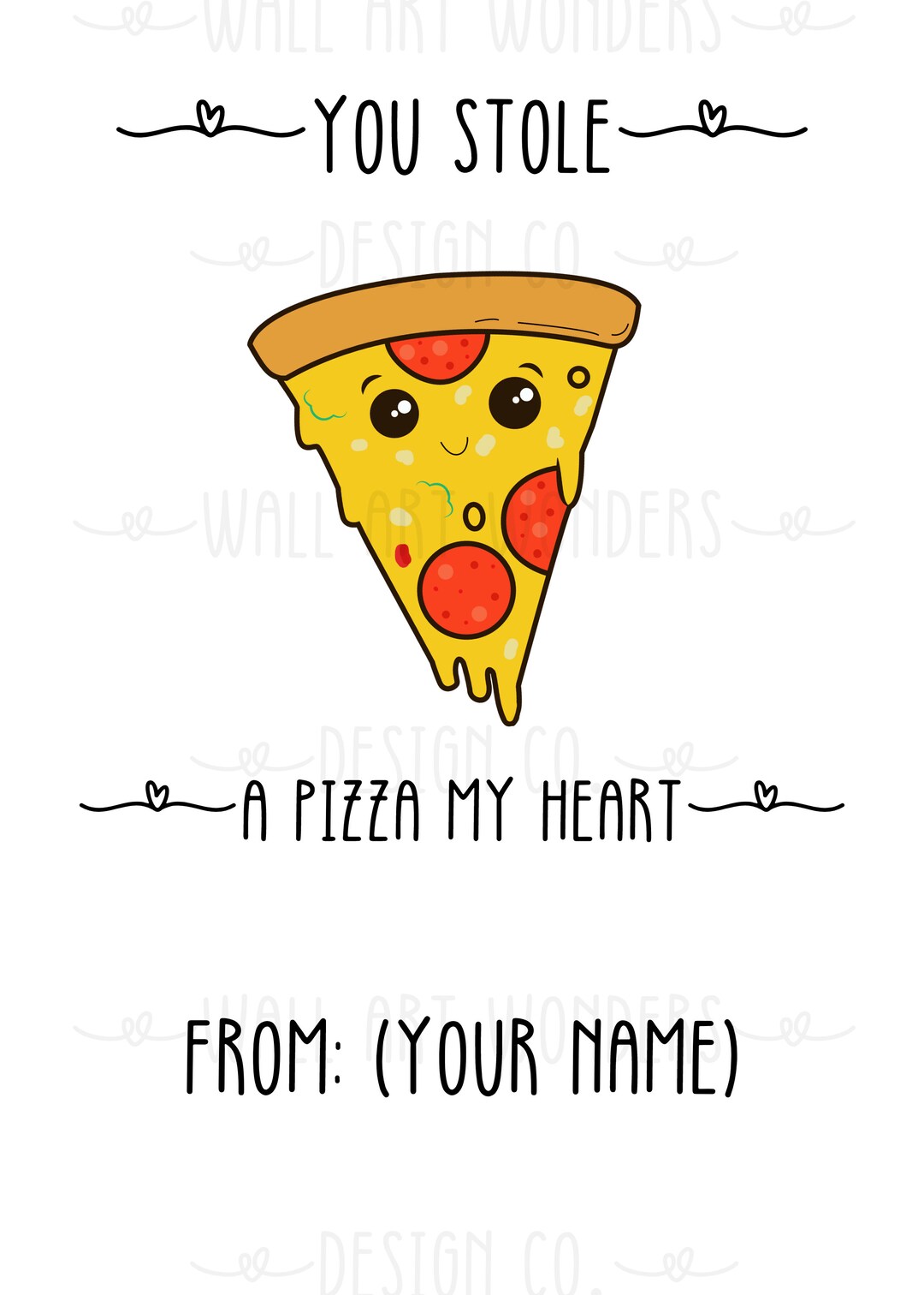 Printable Digital Download Valentine's Day Card | You Stole A Pizza My ...