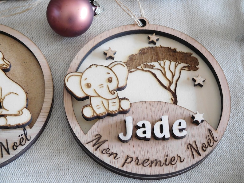 Boule de Noël personnalisé en bois , boule mon 1 er Noël, boule découpe ...