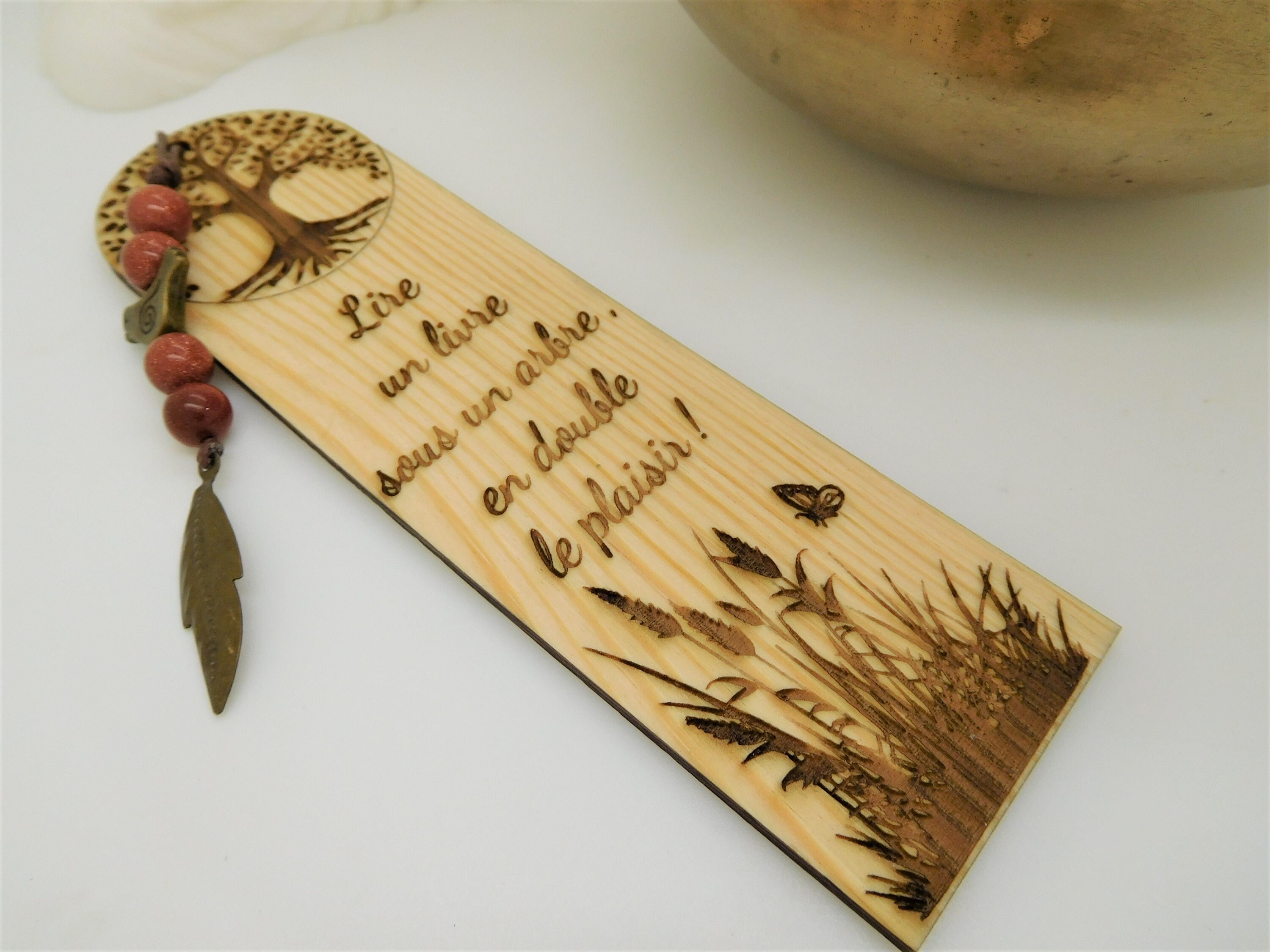 Personalized Wooden Bookmark Wooden and Pearl Bookmark - Etsy