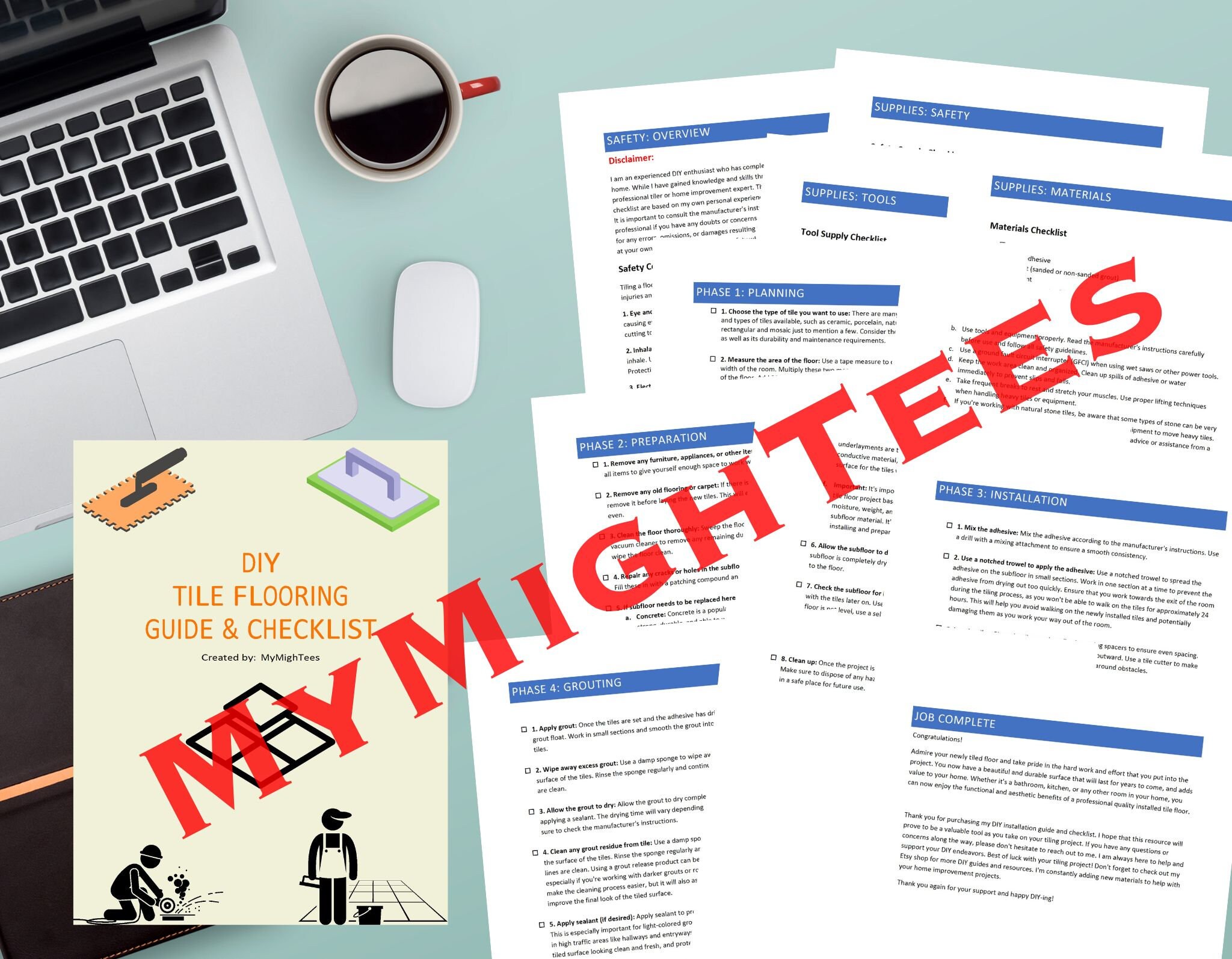 DIY Do It Yourself Floor Tiling Guide and Checklist Package, Contains ...