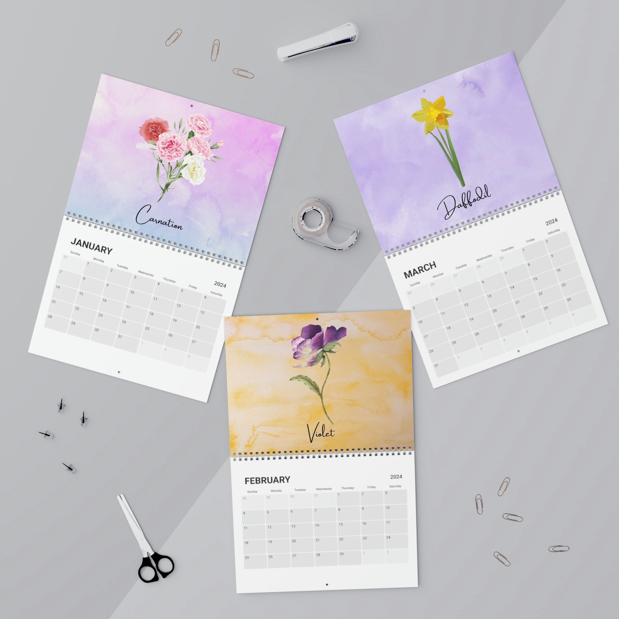 2024 Calendar Birth Month Flower Calendar Mothers Day Gift for - Etsy UK