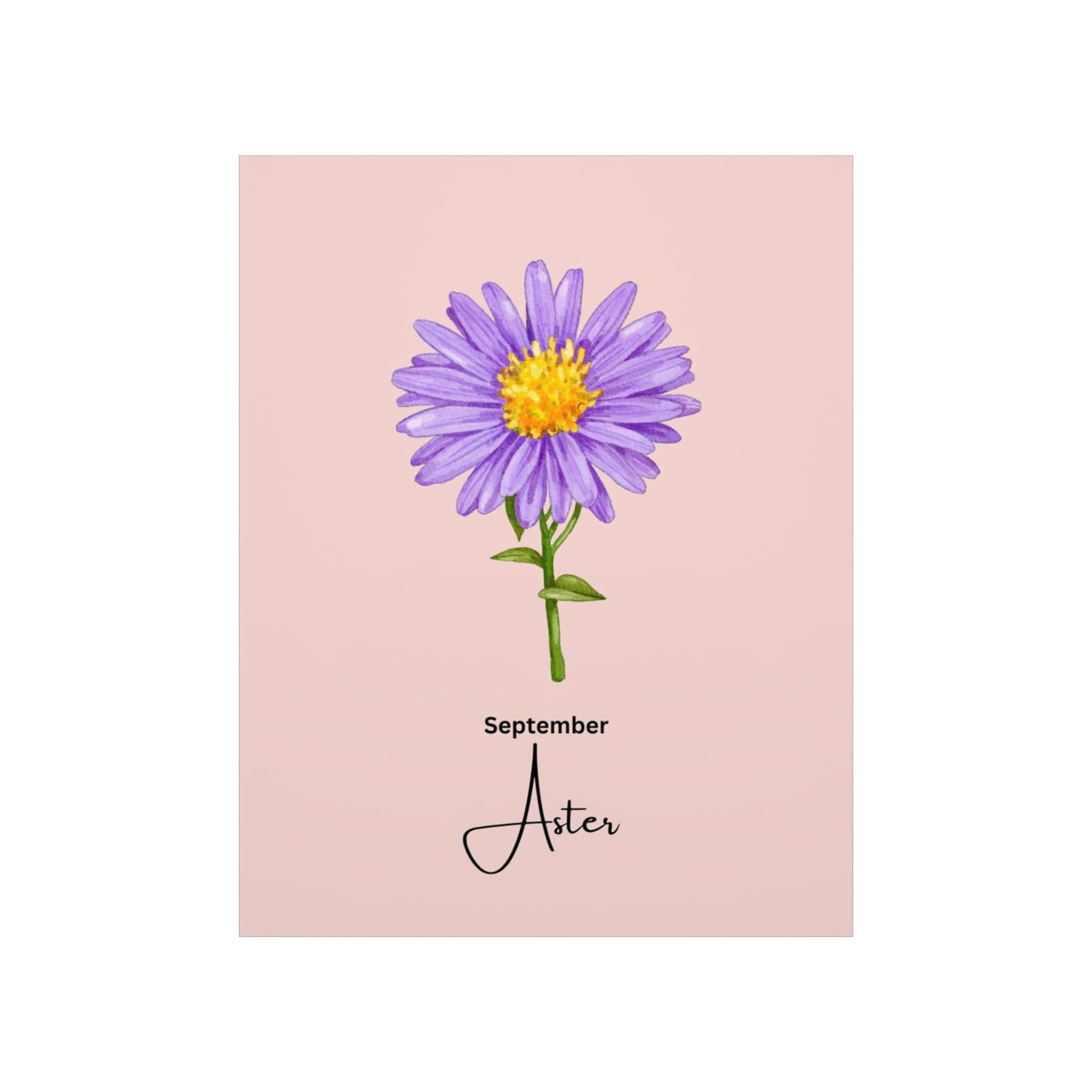 September, Aster, Birth Flower, Birth Month Flowers, Flower Poster, Gift for Mom, Birthday Gift ...