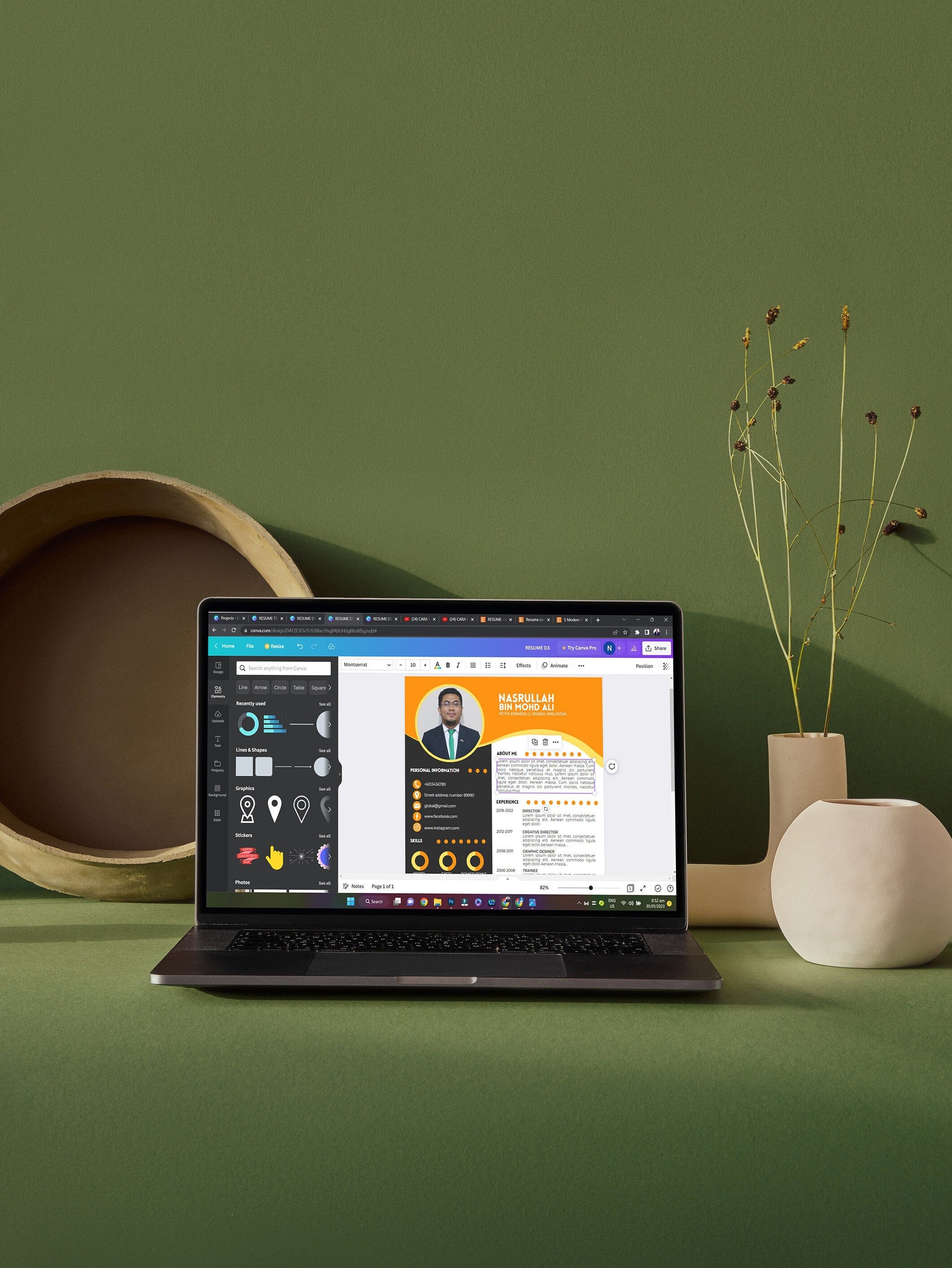 Resume Template / CV for CANVA : Professional, Creative, Modern and ...