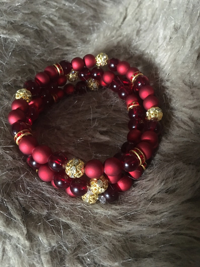 Red and Gold Bracelet - Etsy