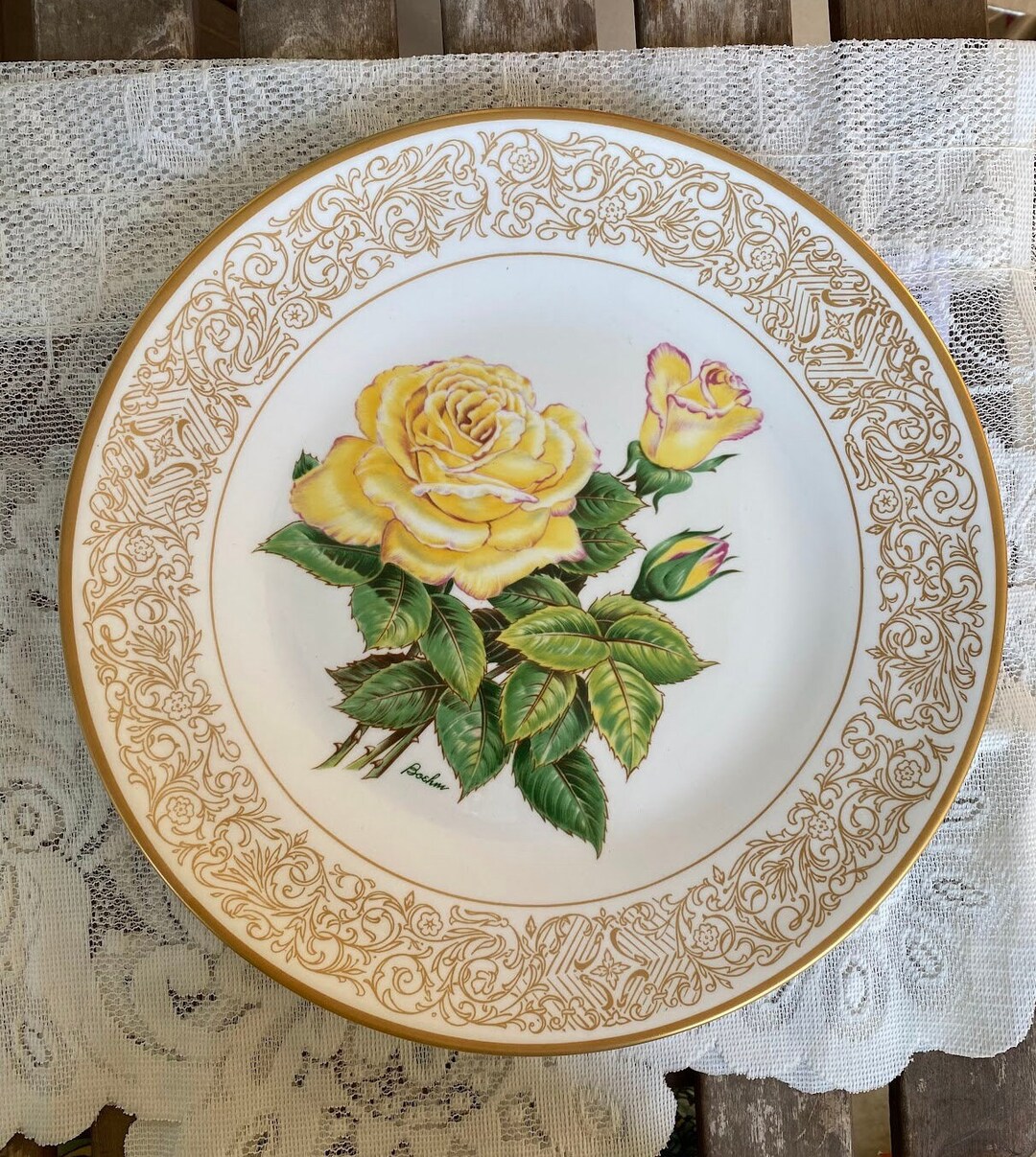 The Edward Marshall BOEHM Rose Plate Collection - Set of 2, White ...