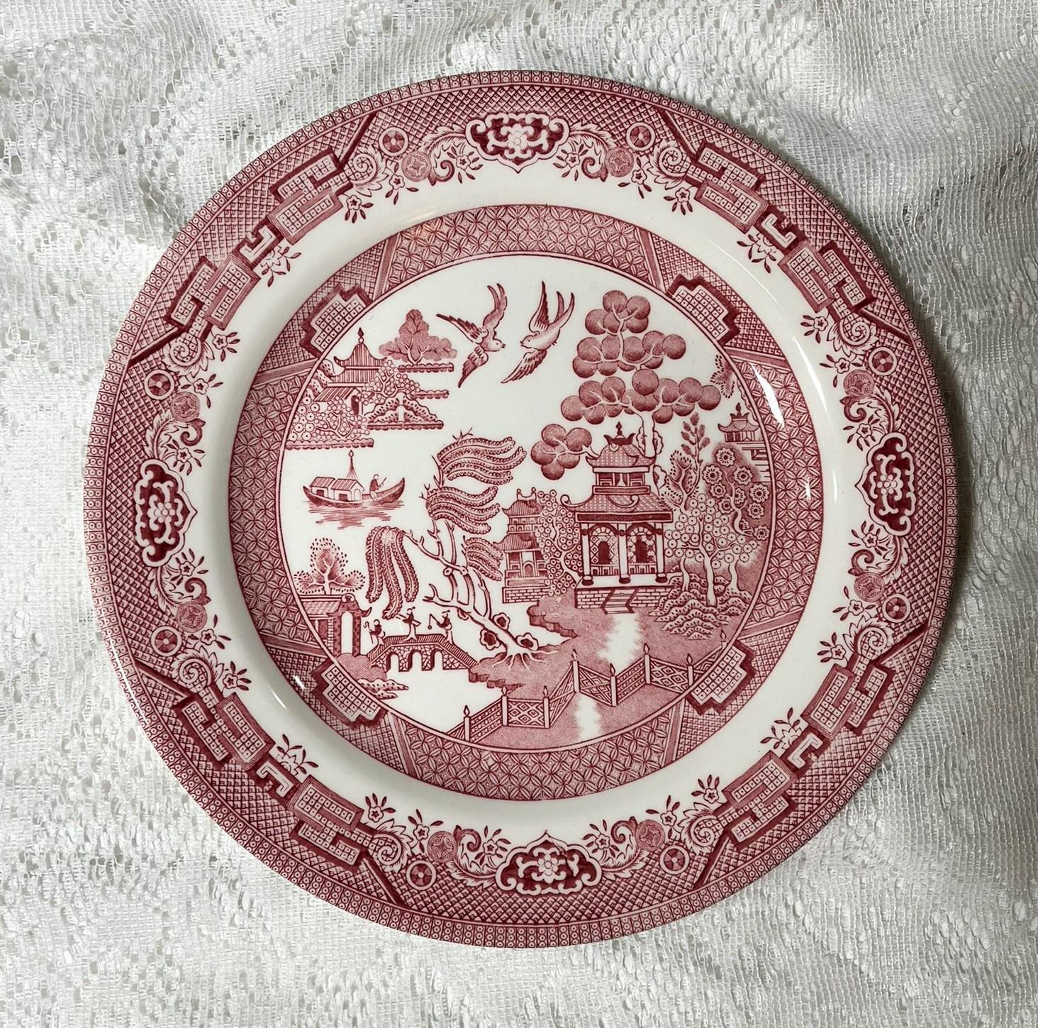 CHURCHILL England Willow Rosa Pink Dinner Plate Pink Geometric Rim ...