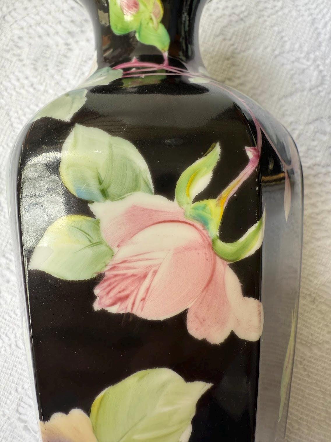 Antique Hand-painted Nippon MORIMURA Pair of Vase – Hexagonal, Pink ...