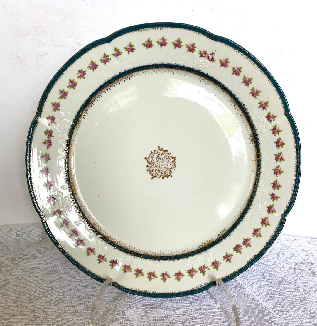 Antique Austria Dinner Plate With John Wanamaker Import Mark W, Teal ...