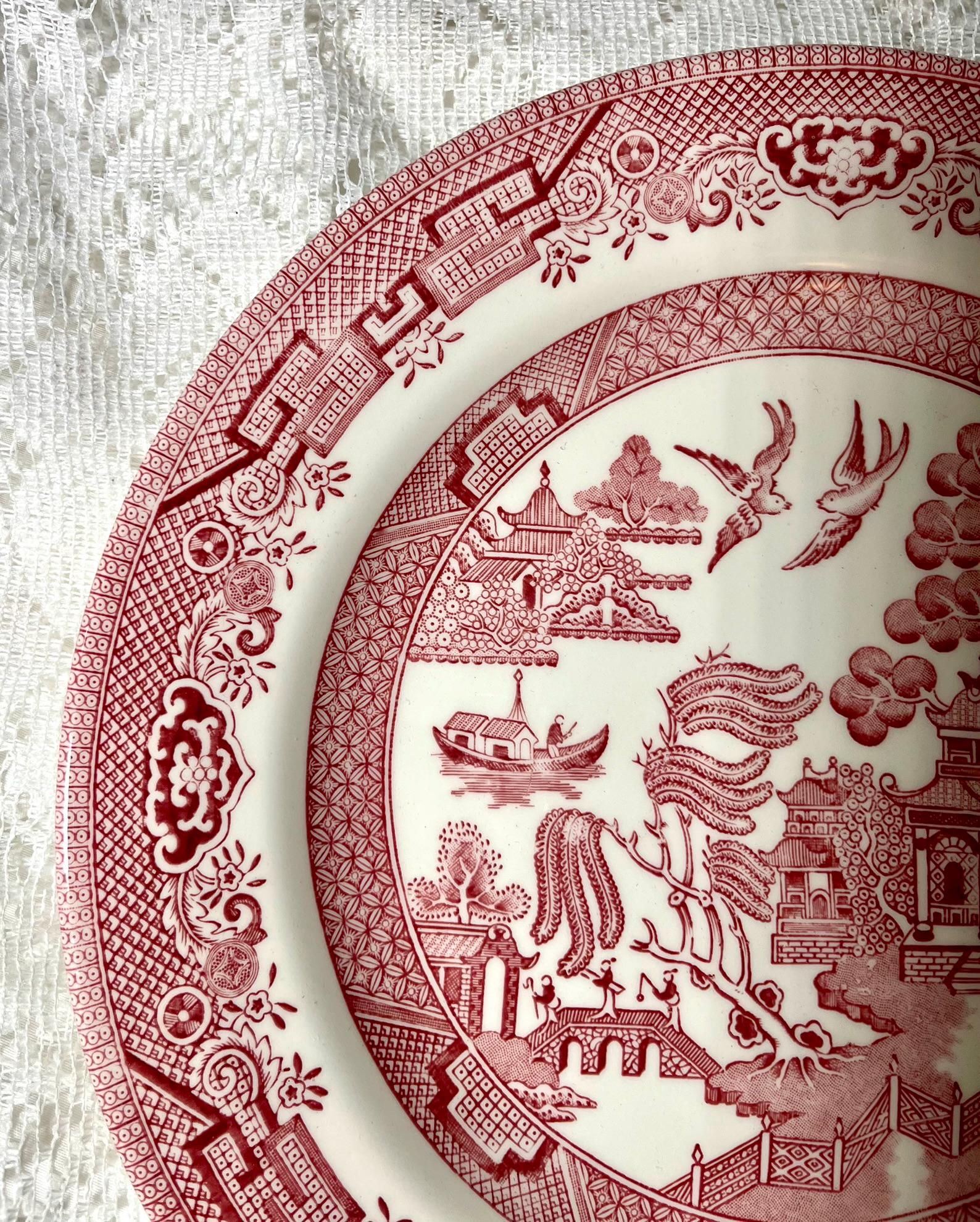 CHURCHILL England Willow Rosa Pink Dinner Plate Pink Geometric Rim ...