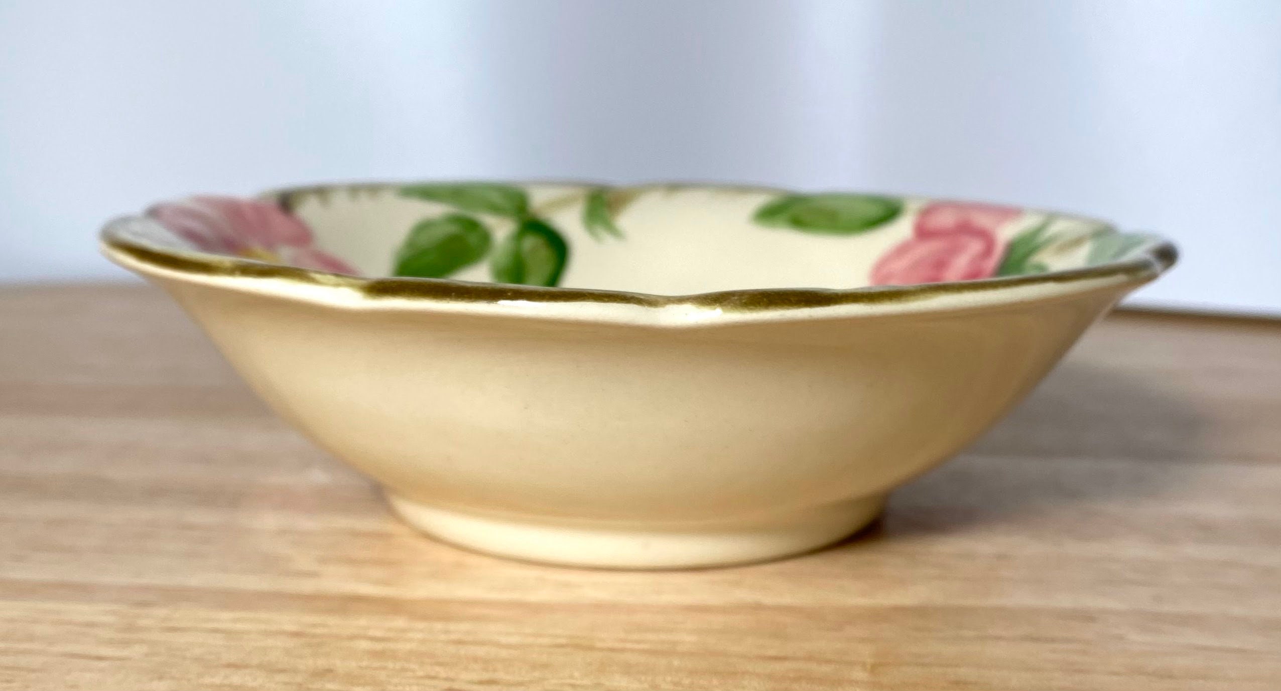 FRANCISCAN “desert Rose” Soup/fruit Bowl - Pink Roses & Green Leaves ...