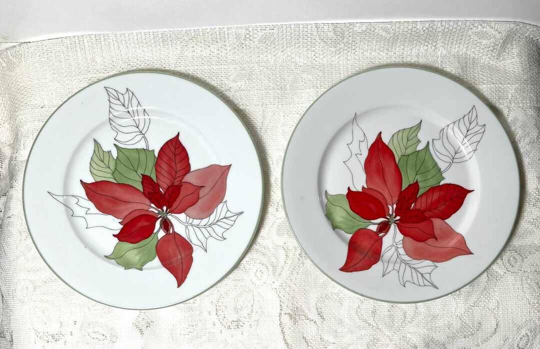 BLOCK SPAL Poinsettia Salad Plate - Set of 2, Watercolors, Red ...