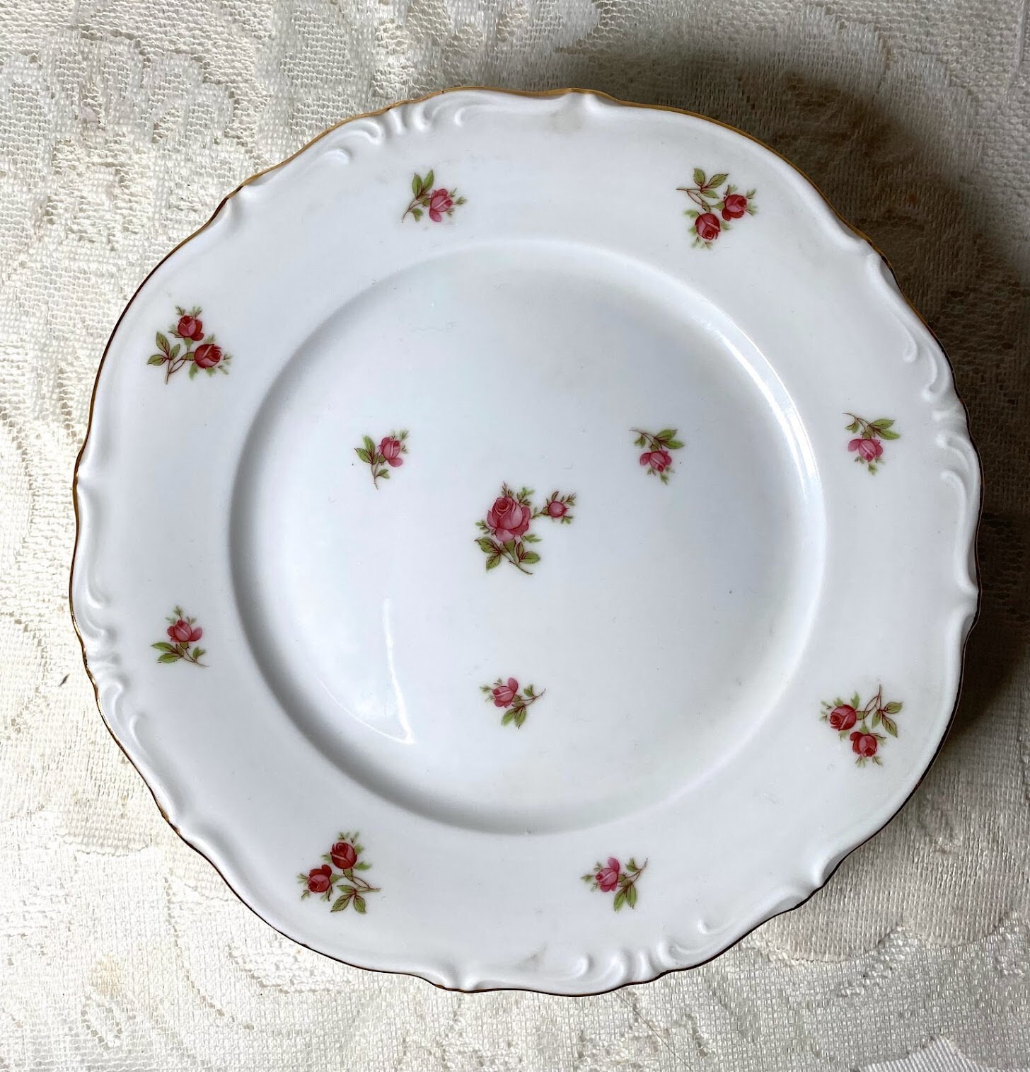 WINTERLING BAVARIA Rosebud rim Shape Salad Plate Set of 4, Scalloped ...