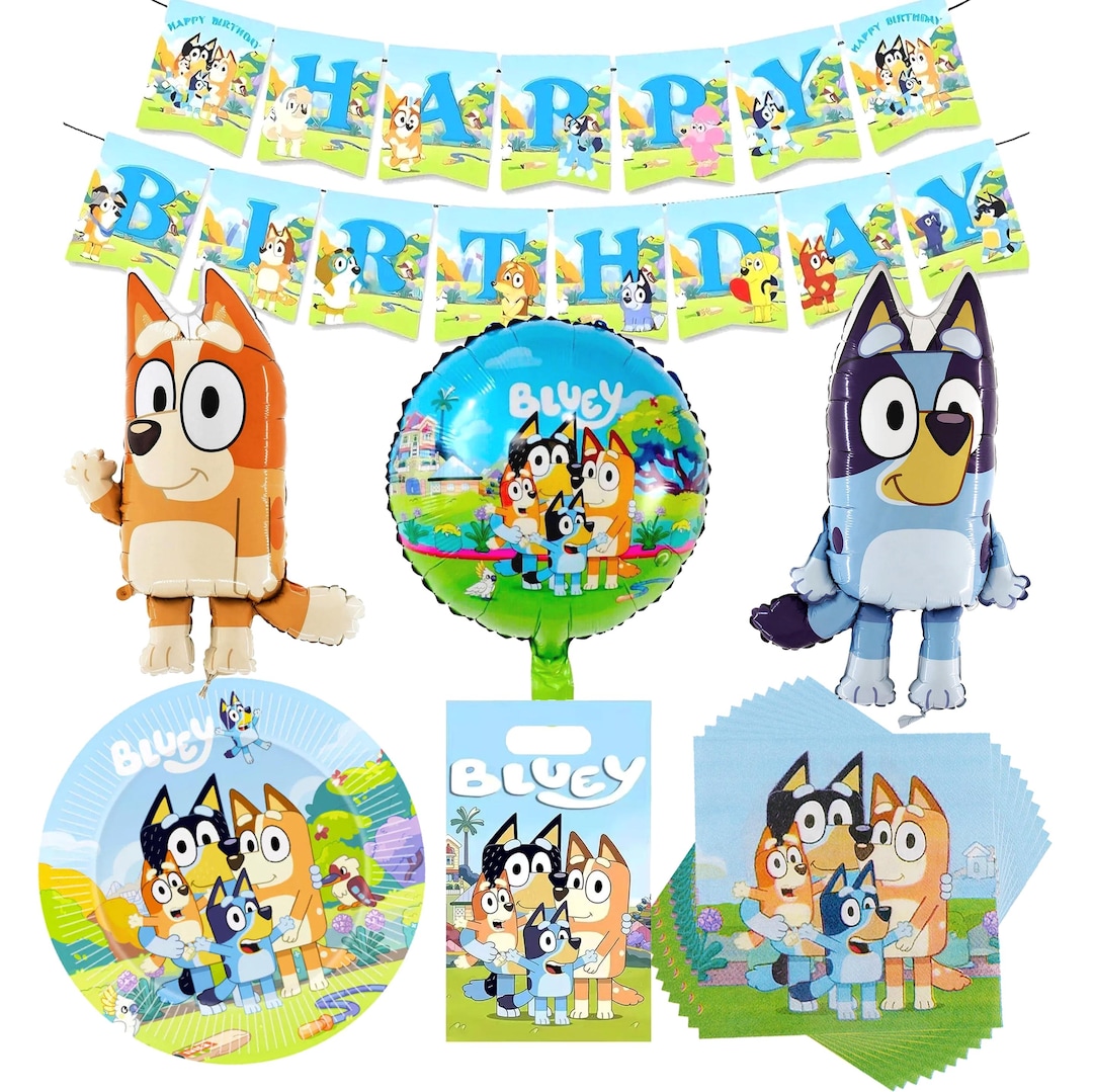 Bluey Themed Bingo Party Decorations Napkins Plates Balloons Party Bags ...