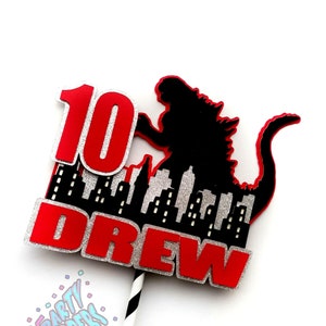 Godzilla Themed Personalised Cake Topper - Etsy