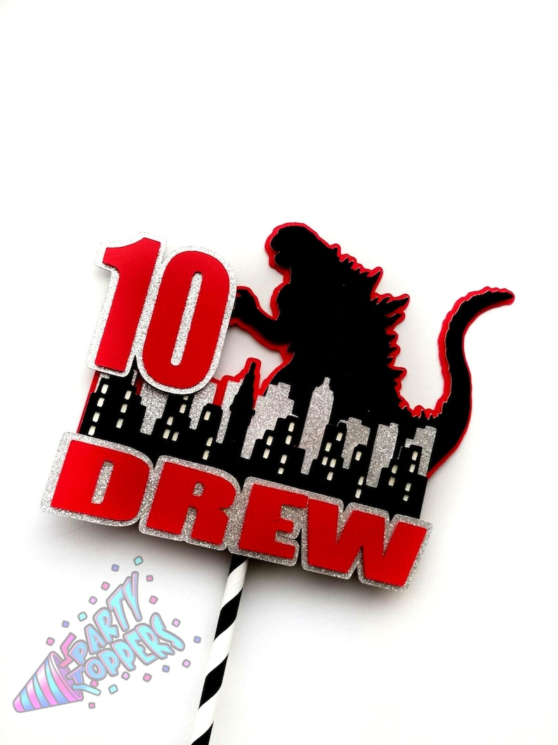 Godzilla Themed Personalised Cake Topper - Etsy
