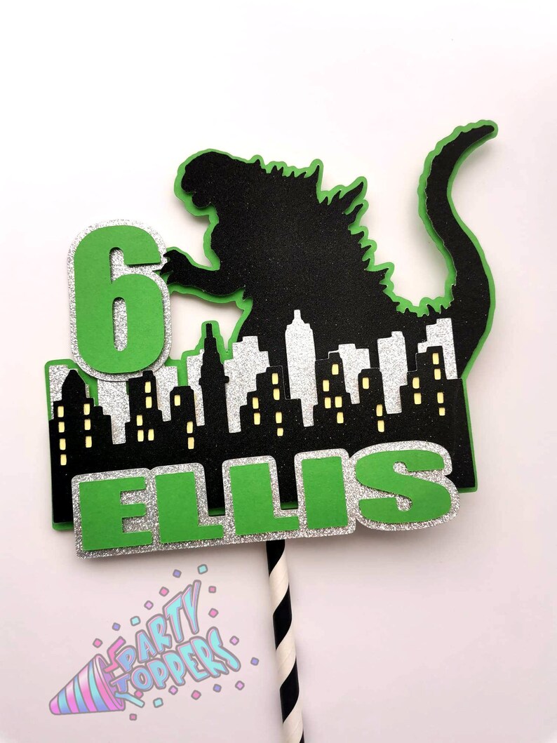 Godzilla Themed Personalised Cake Topper - Etsy