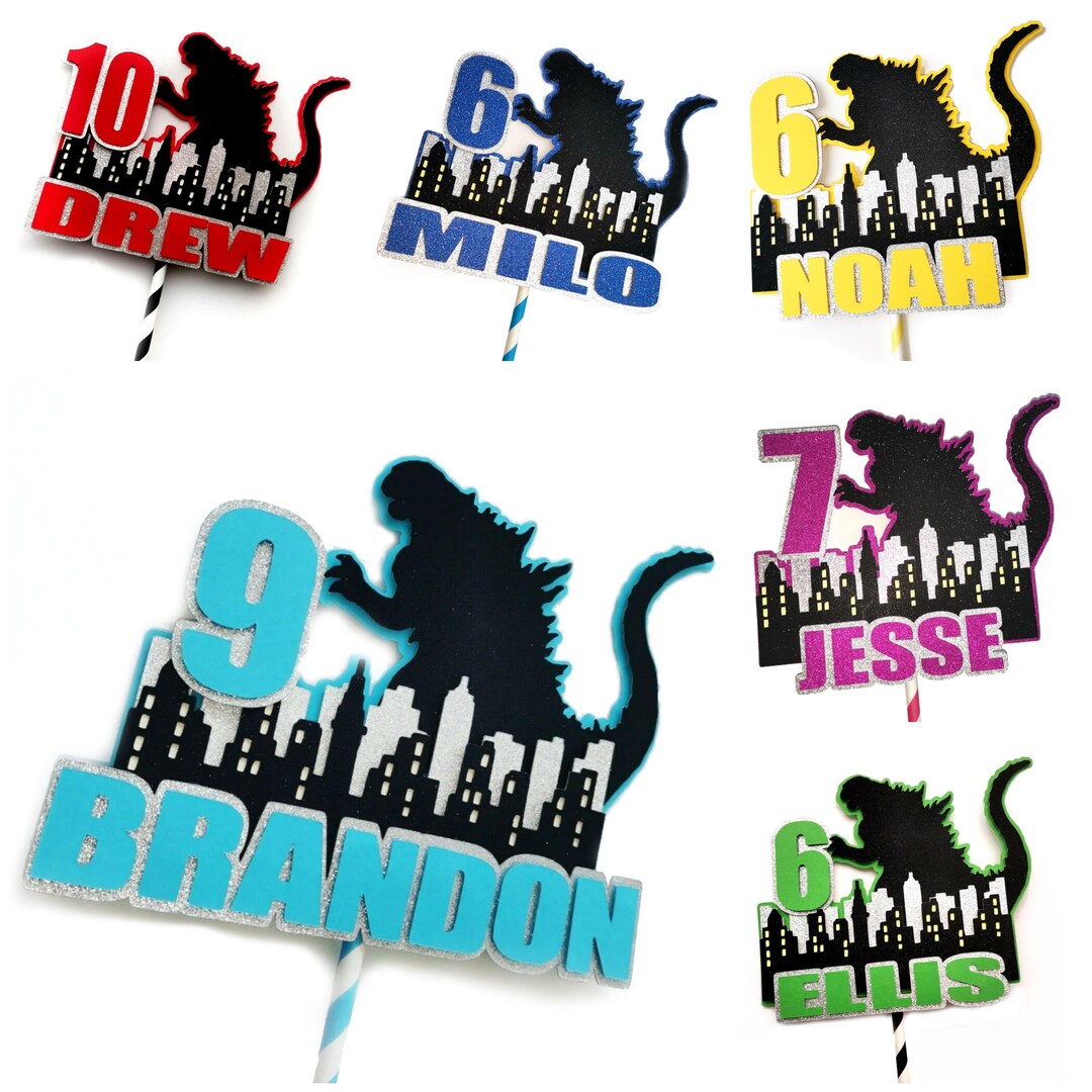 Godzilla Themed Personalised Cake Topper - Etsy