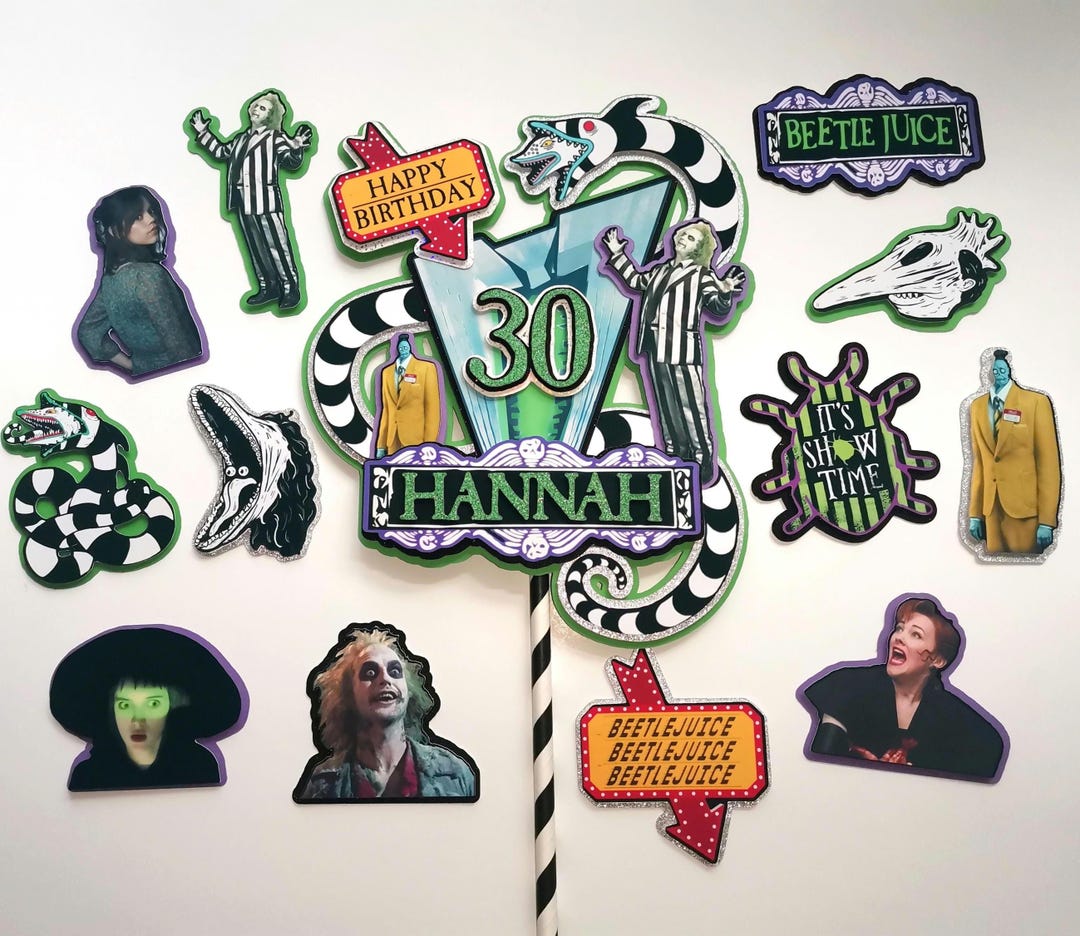 Beetlejuice Themed Personalised Caketopper Cupcake Sandworm Lydia Bob ...