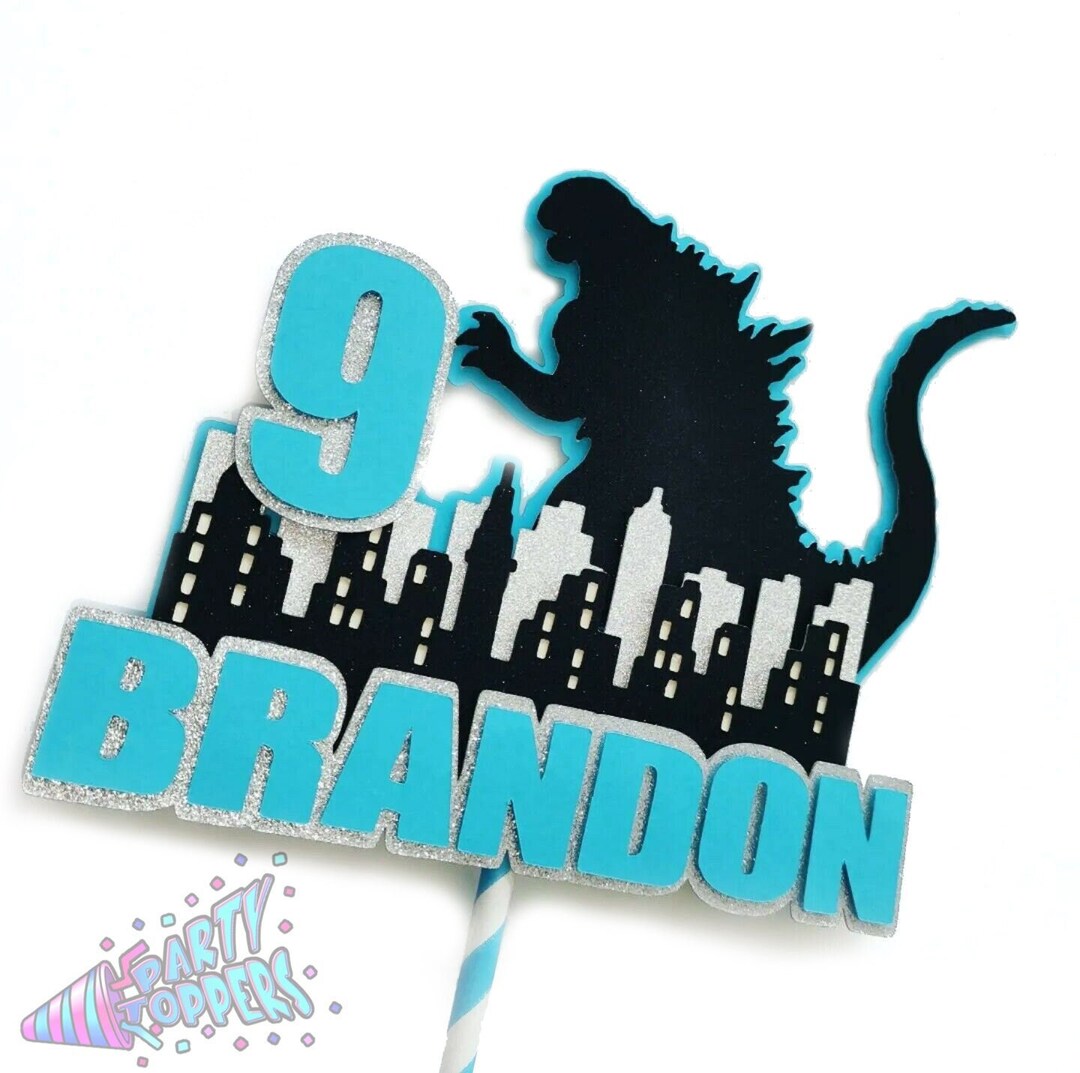 Godzilla Themed Personalised Cake Topper - Etsy