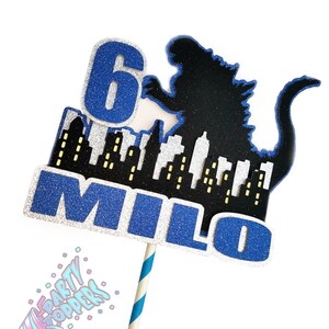 Godzilla Themed Personalised Cake Topper - Etsy