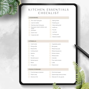 Kitchen Essentials Checklist, Appliance and Utensil Inventory List, New ...