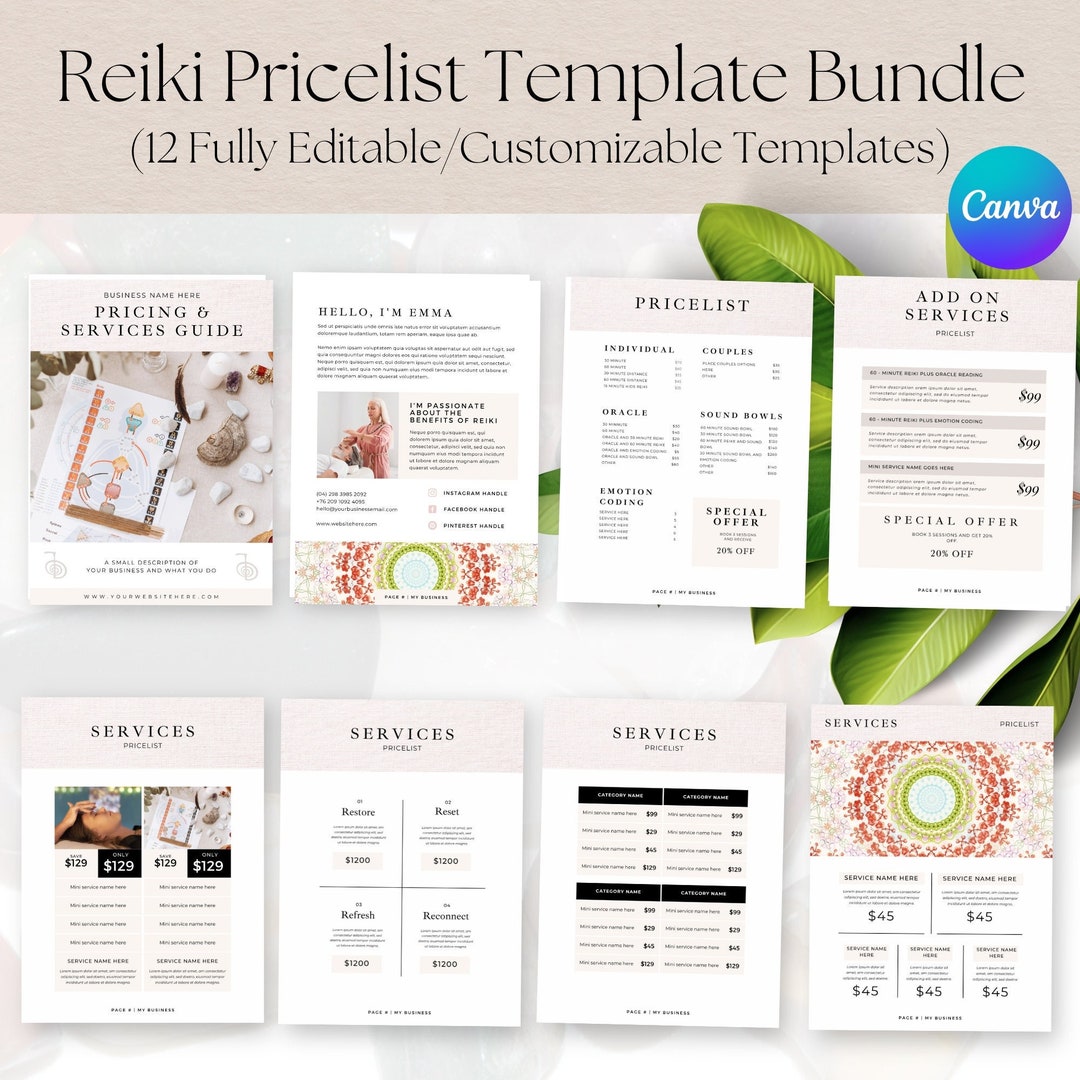 Reiki Price List Template, Business Pricing Guide (canva Template) - Etsy