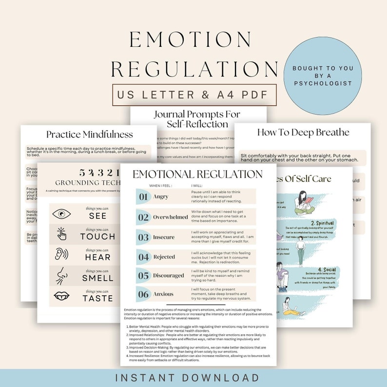 Emotion Regulation Coping Skills Handout Therapy Resources - Etsy