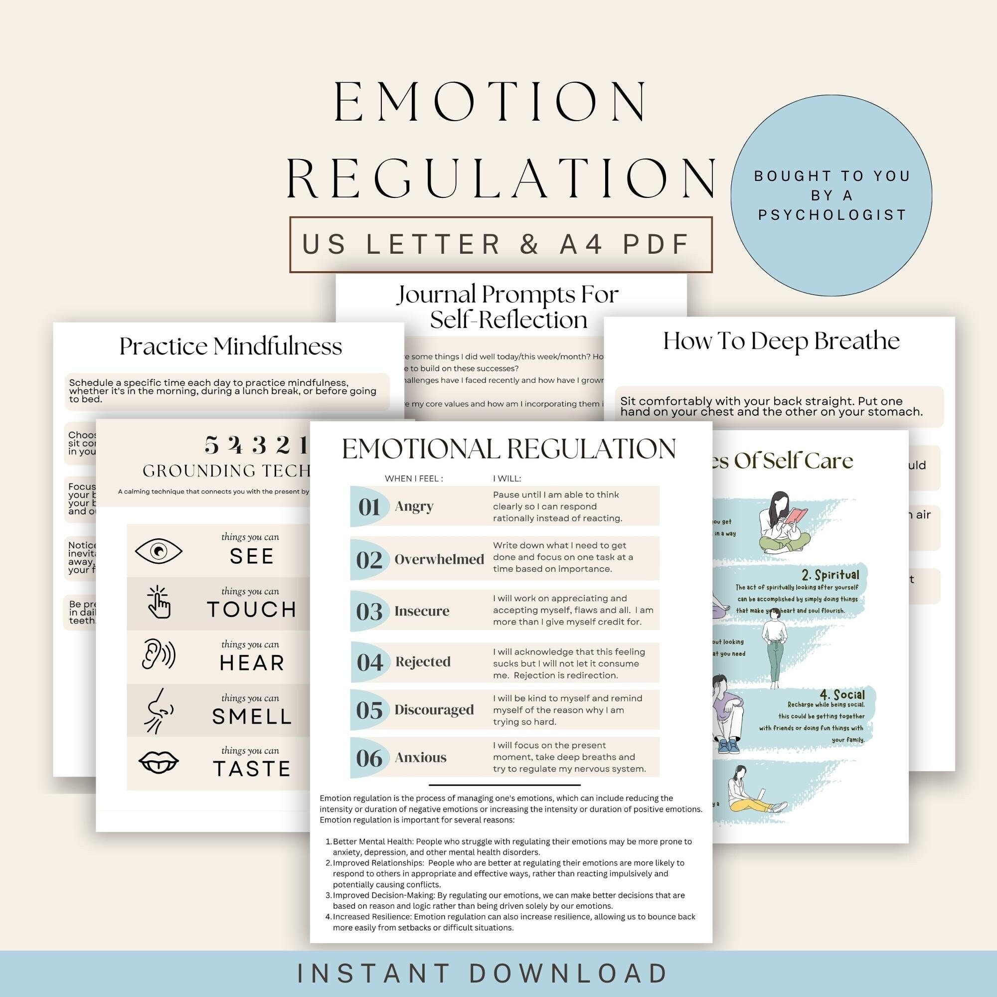 Emotion Regulation Coping Skills Handout Therapy Resources - Etsy