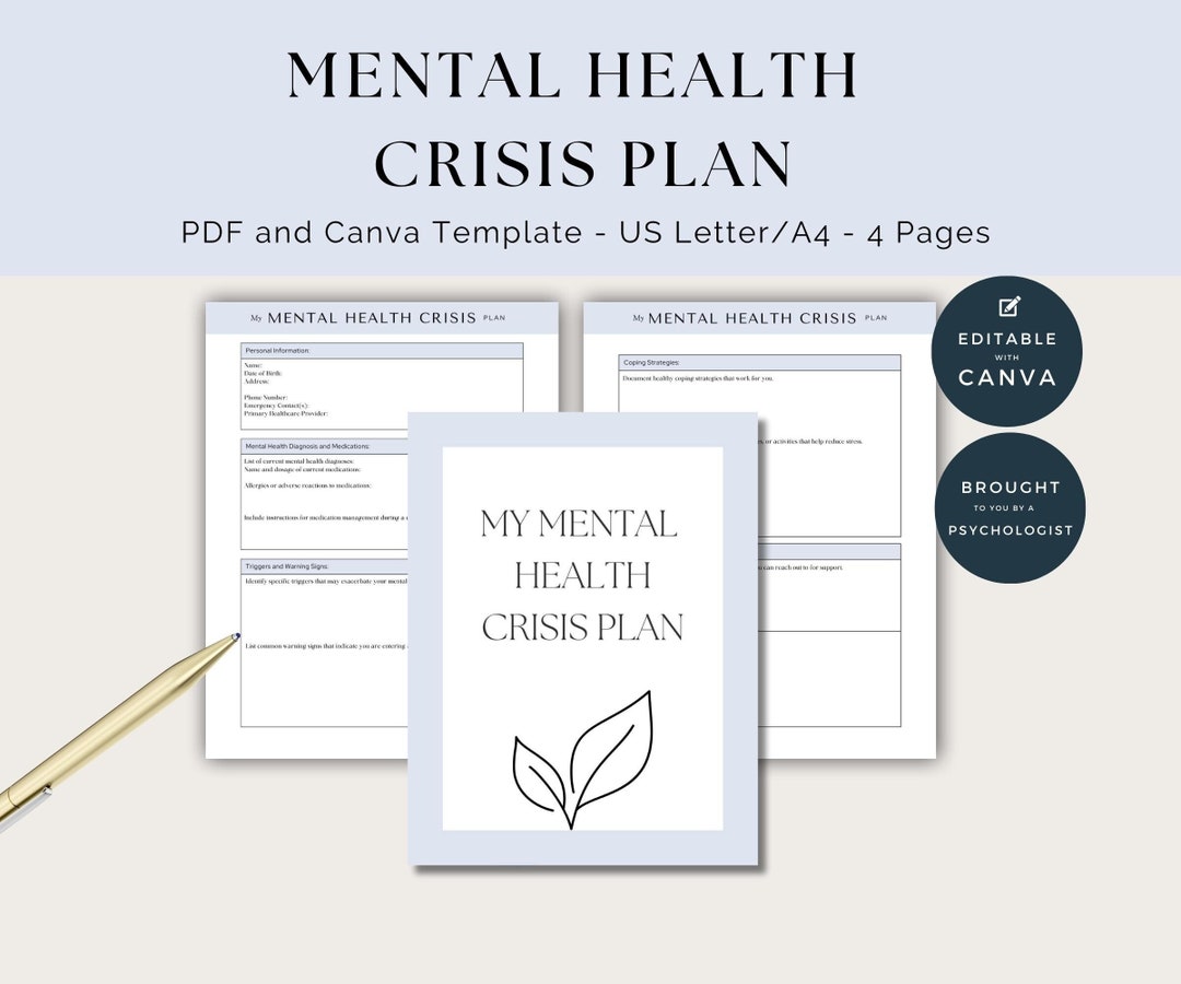 Mental Health Crisis Plan, Coping Skills, Therapy Aid, DBT Skill ...