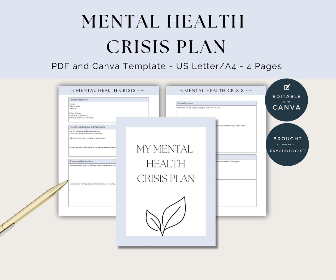 Mental Health Crisis Plan, Coping Skills, Therapy Aid, DBT Skill ...