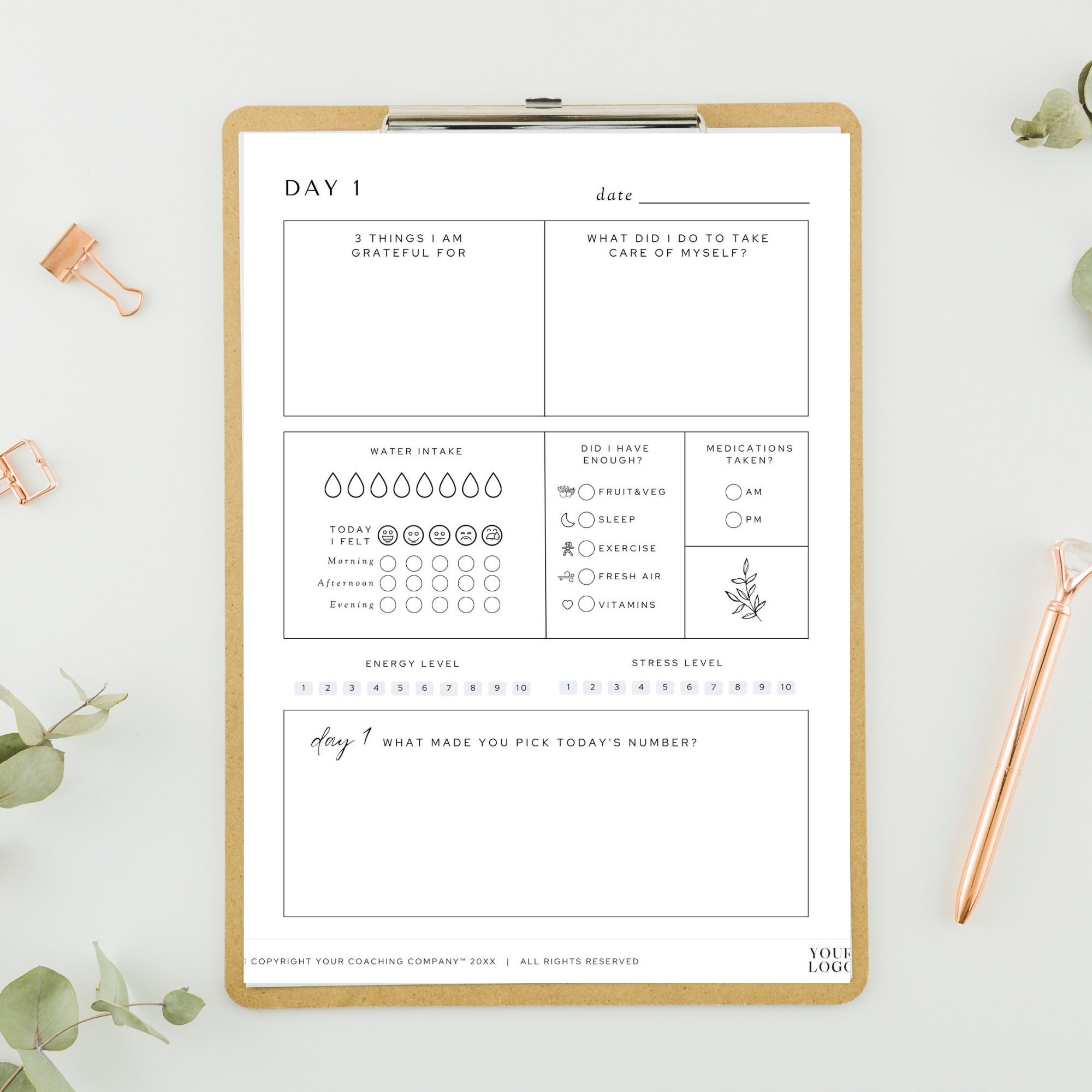 Mood Tracker | Coaching Mental Health Journal | Mood Chart | Daily Mood ...