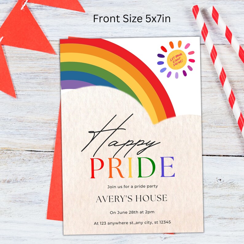 Pride Party Invitation Template | 5X7 & 4x6 I Party I Rainbow Invite I ...