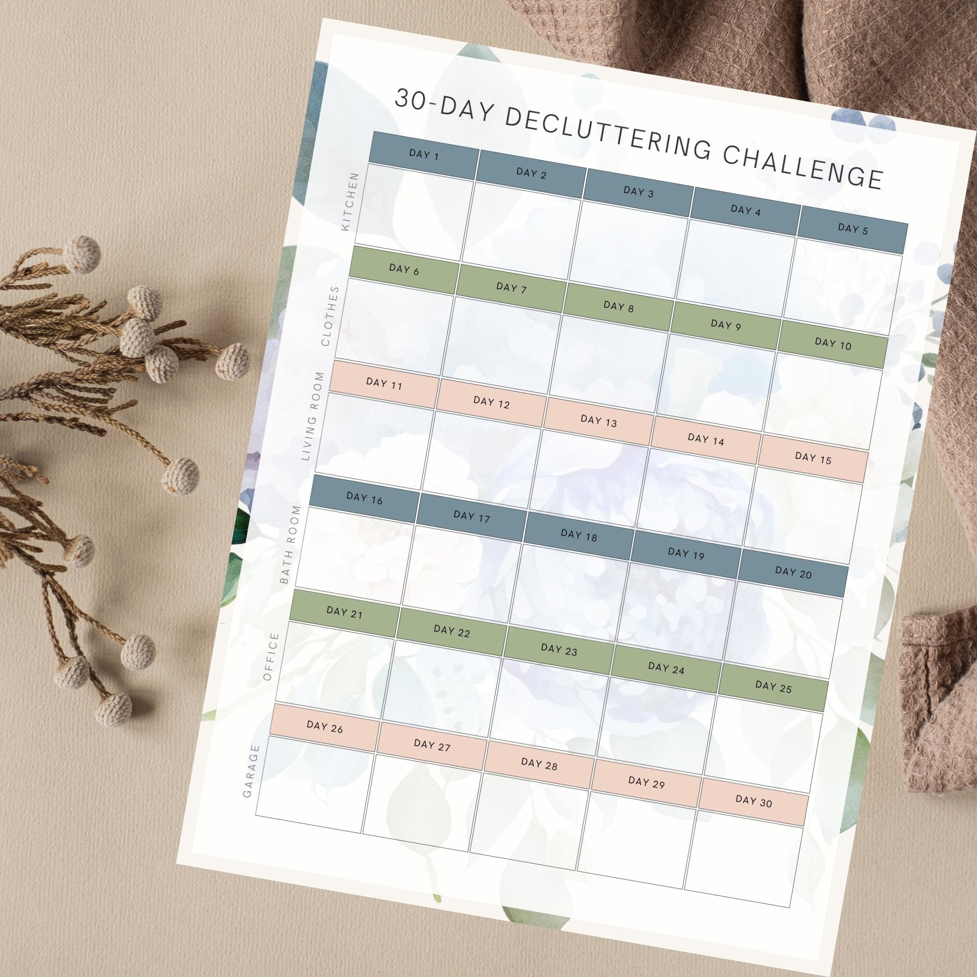 30 Day Declutter Challenge Printable, Cleaning Planner Schedule ...