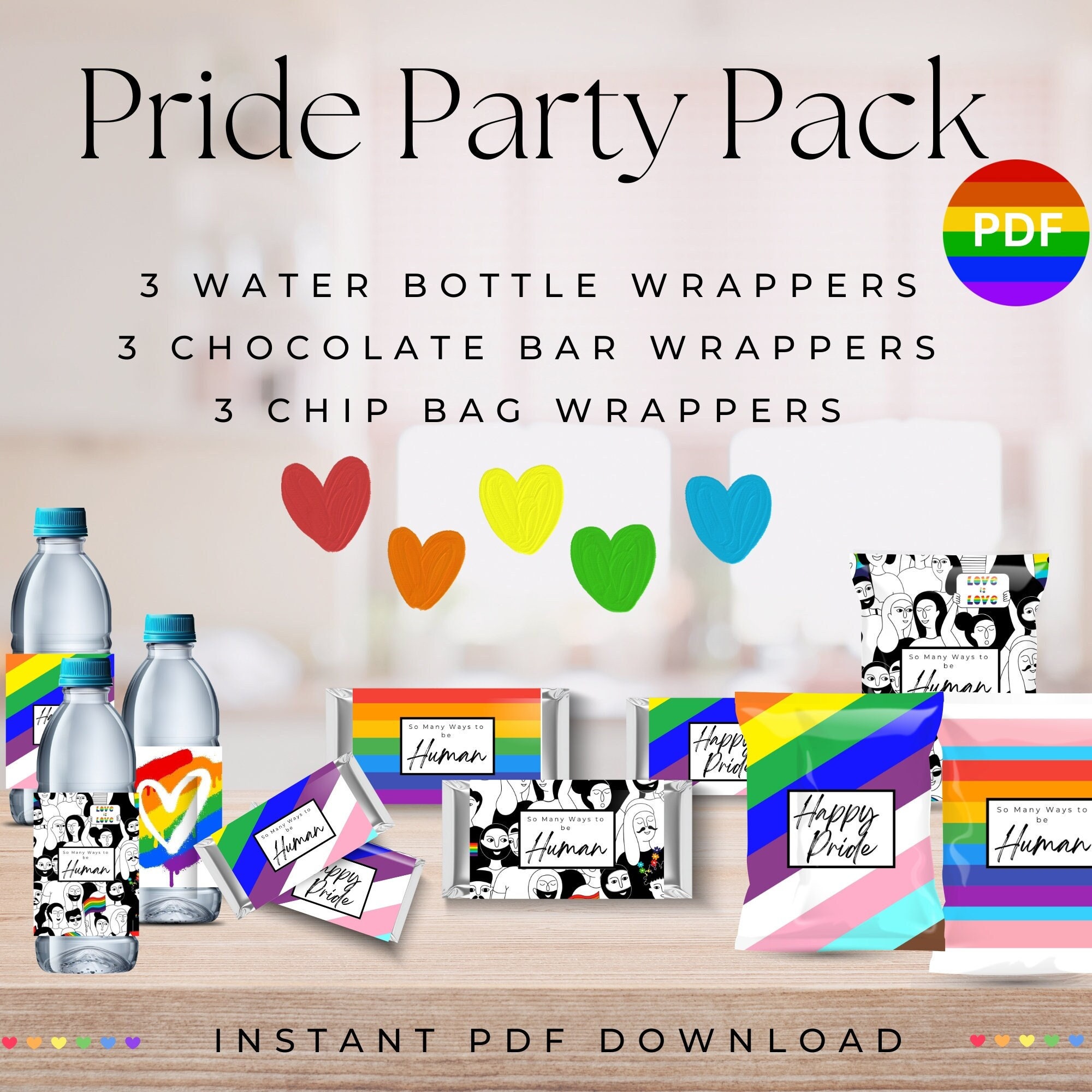Pride Party Pack: Candy, Chip & Water Bottle Wrappers (PDF) - Etsy