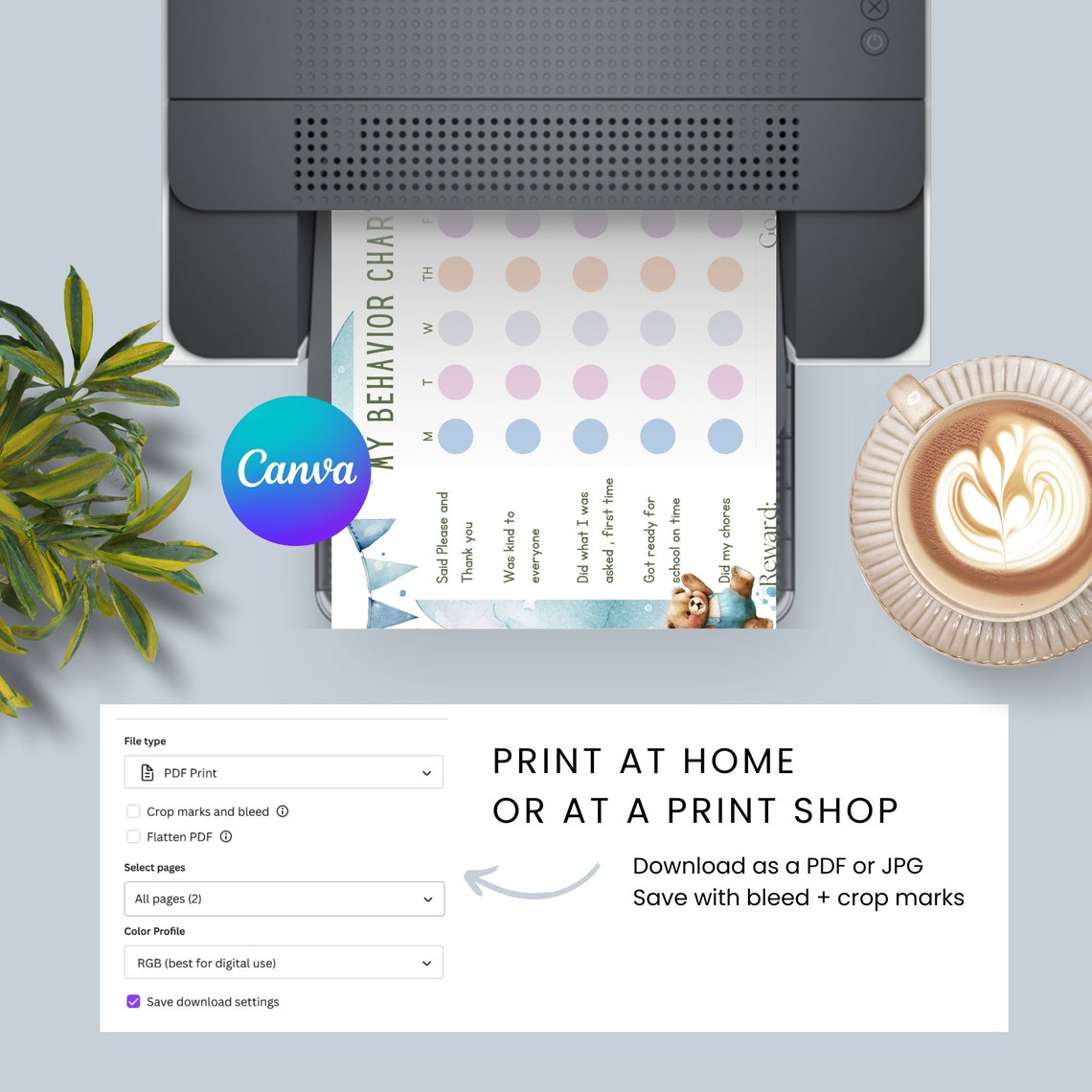 Behavior Chart for Preschool, Printable, Kids Behavior Chart Toddler ...