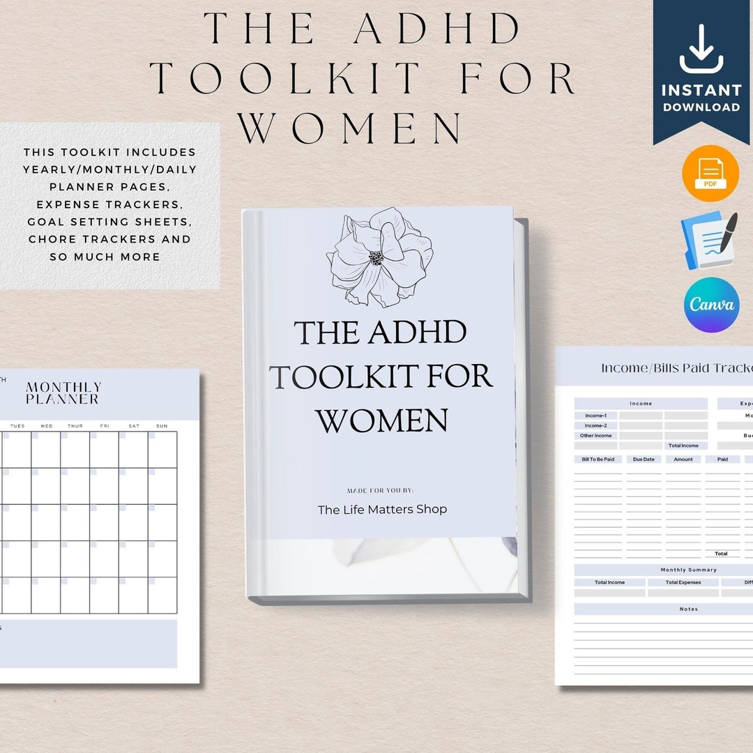 ADHD Planner Toolkit for Women | Daily, Monthly, Yearly (digital) - Etsy
