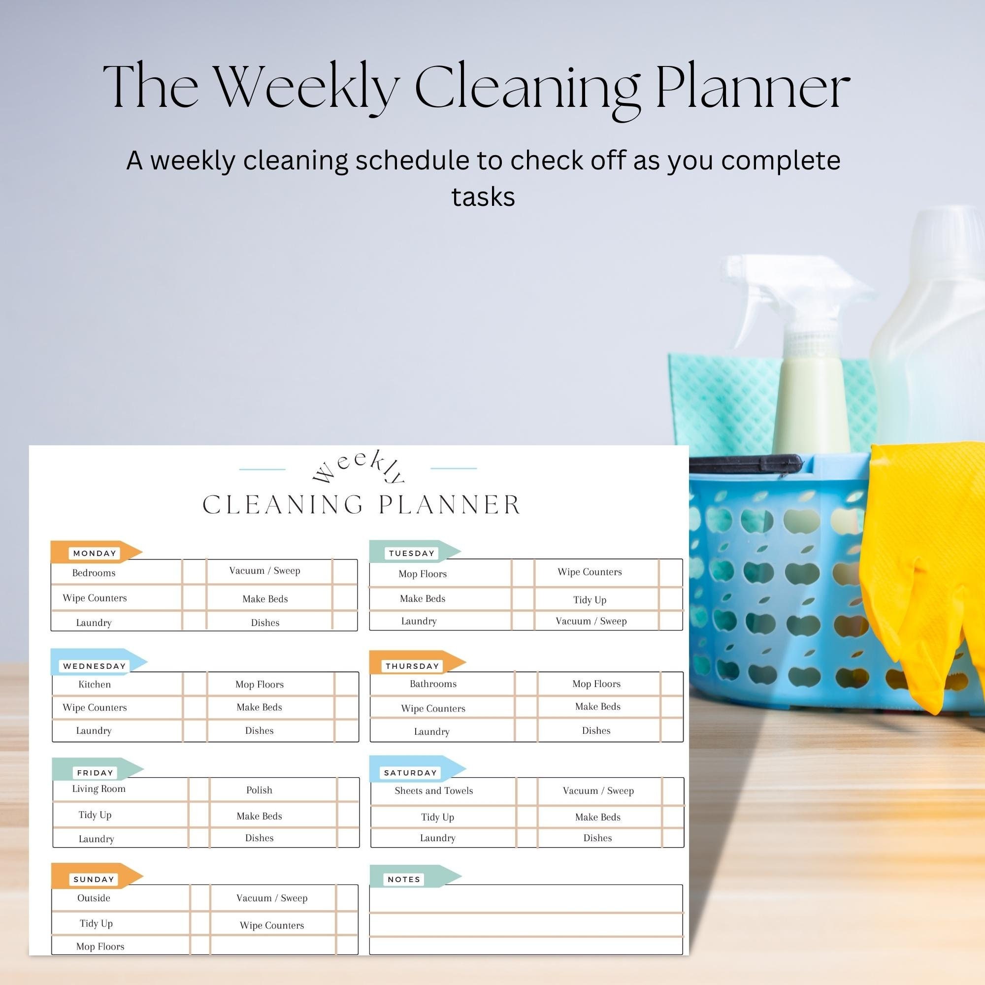EDITABLE Weekly Cleaning Planner, Cleaning Checklist, Cleaning Schedule ...