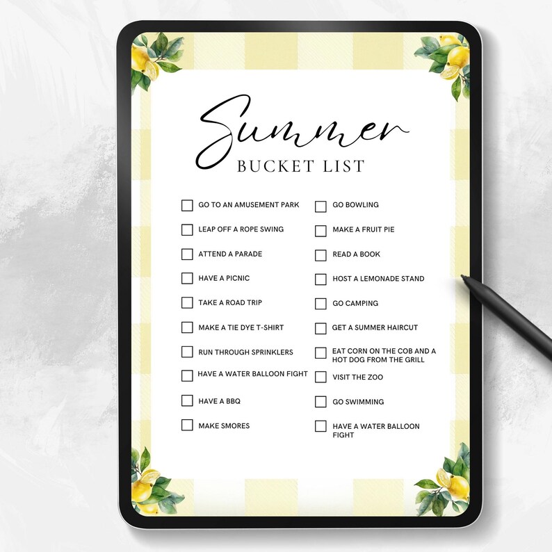 Summer Bucket List Printable, Summer Break Bucket List Template, Summer ...