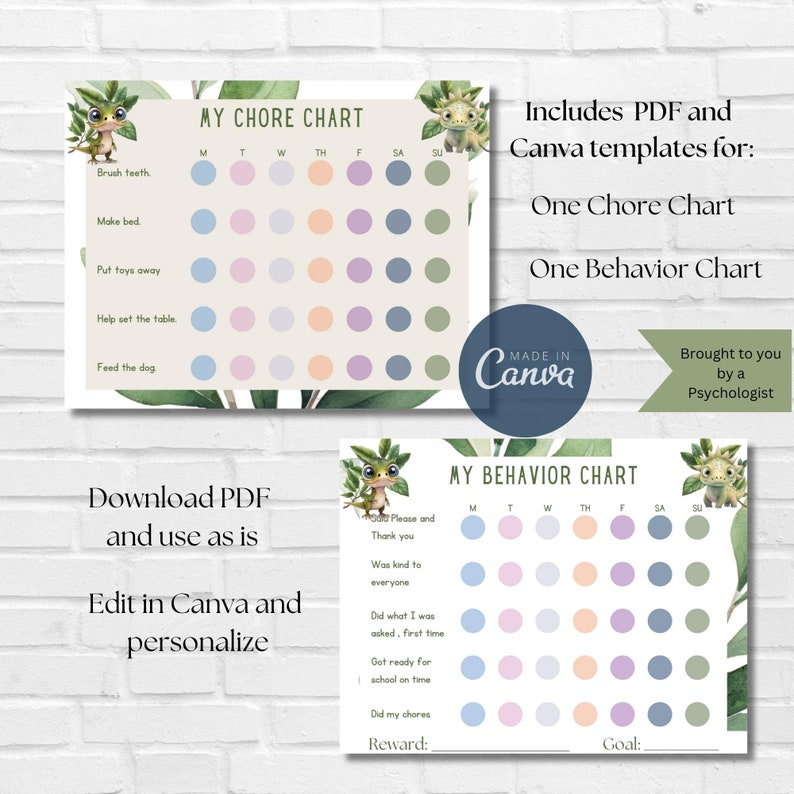 Dinosaur Behavior Chart for Preschool, Printable, Kids Behavior Chart ...