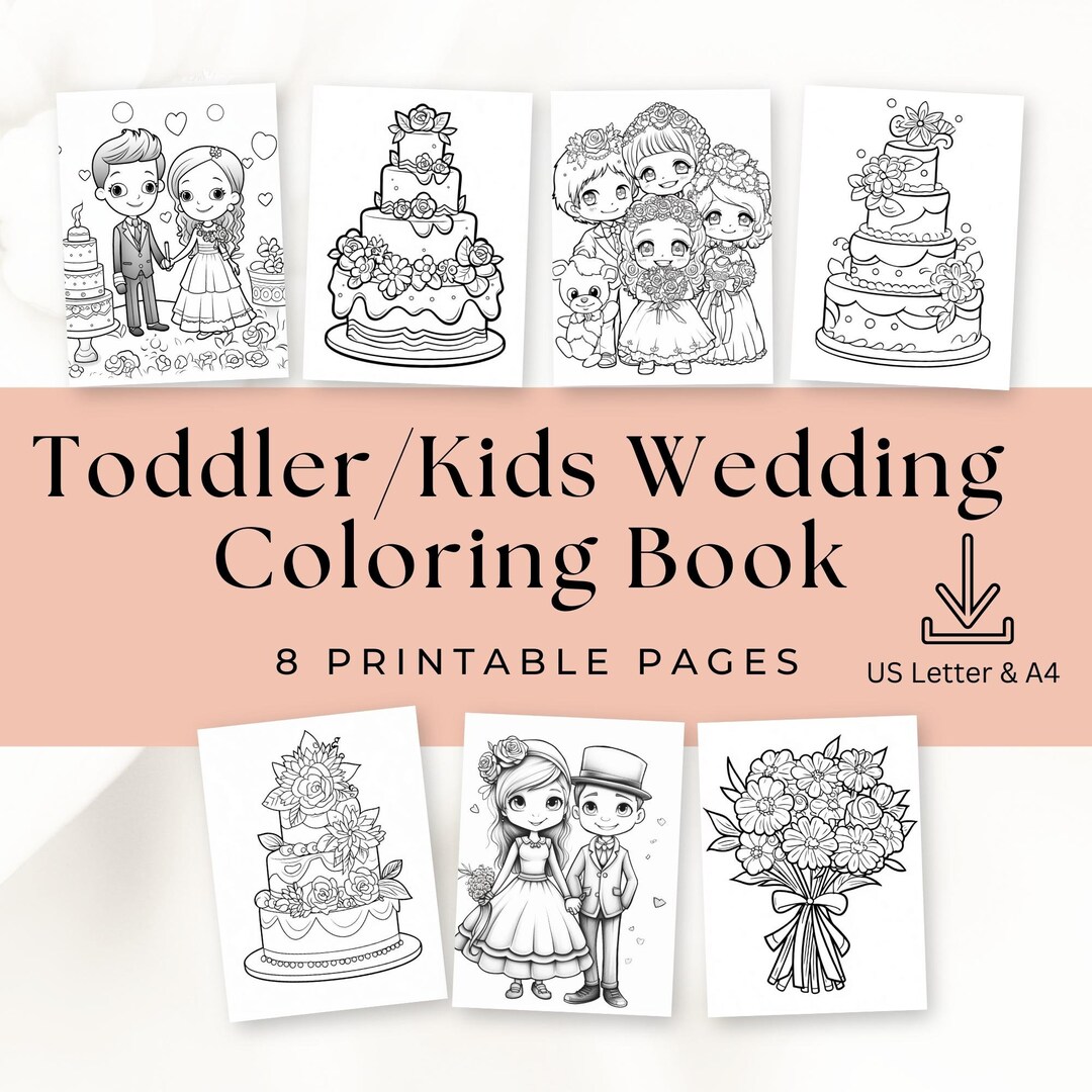 Wedding Coloring Book for Toddlers, Kids Activity Book, Wedding ...